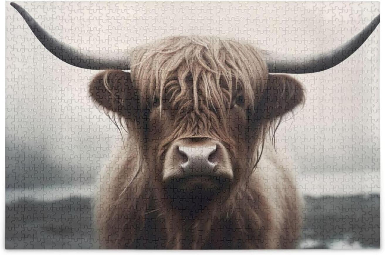Dreamtimes 1000 PCS Highland Cow Wooden Jigsaw Puzzles Intellectual ...