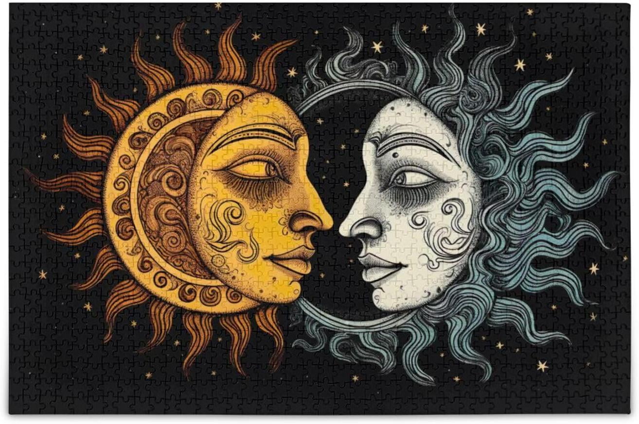 Dreamtimes 1000 PCS Sun and Moon Wooden Jigsaw Puzzles Intellectual ...