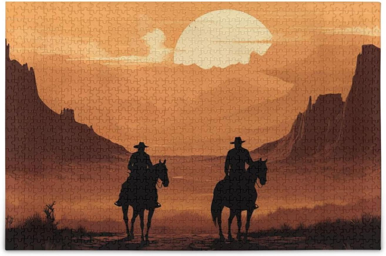 Dreamtimes 1000 PCS Western Desert Cowboy Wooden Jigsaw Puzzles ...