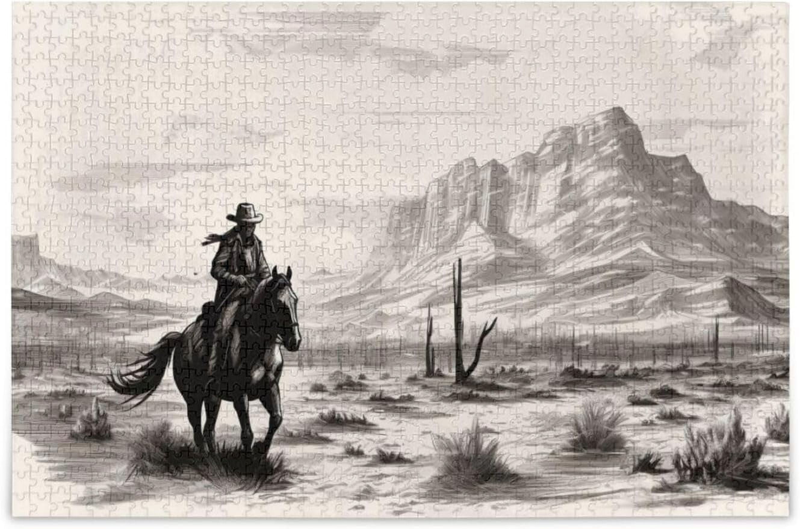 Western Desert Cowboy Wooden Jigsaw Puzzles, Intellectual Entertainment ...