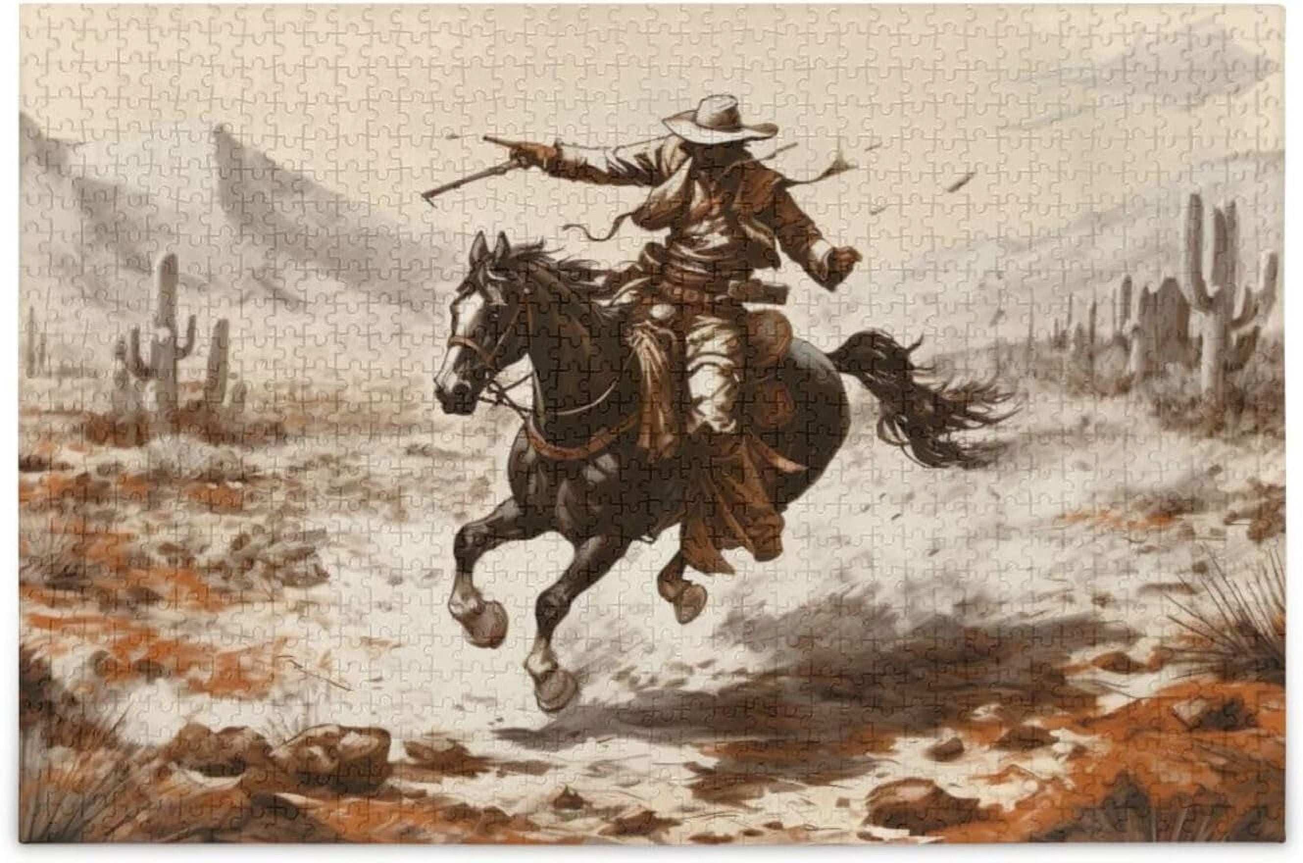 Western Desert Cowboy Wooden Jigsaw Puzzles, Intellectual Entertainment ...