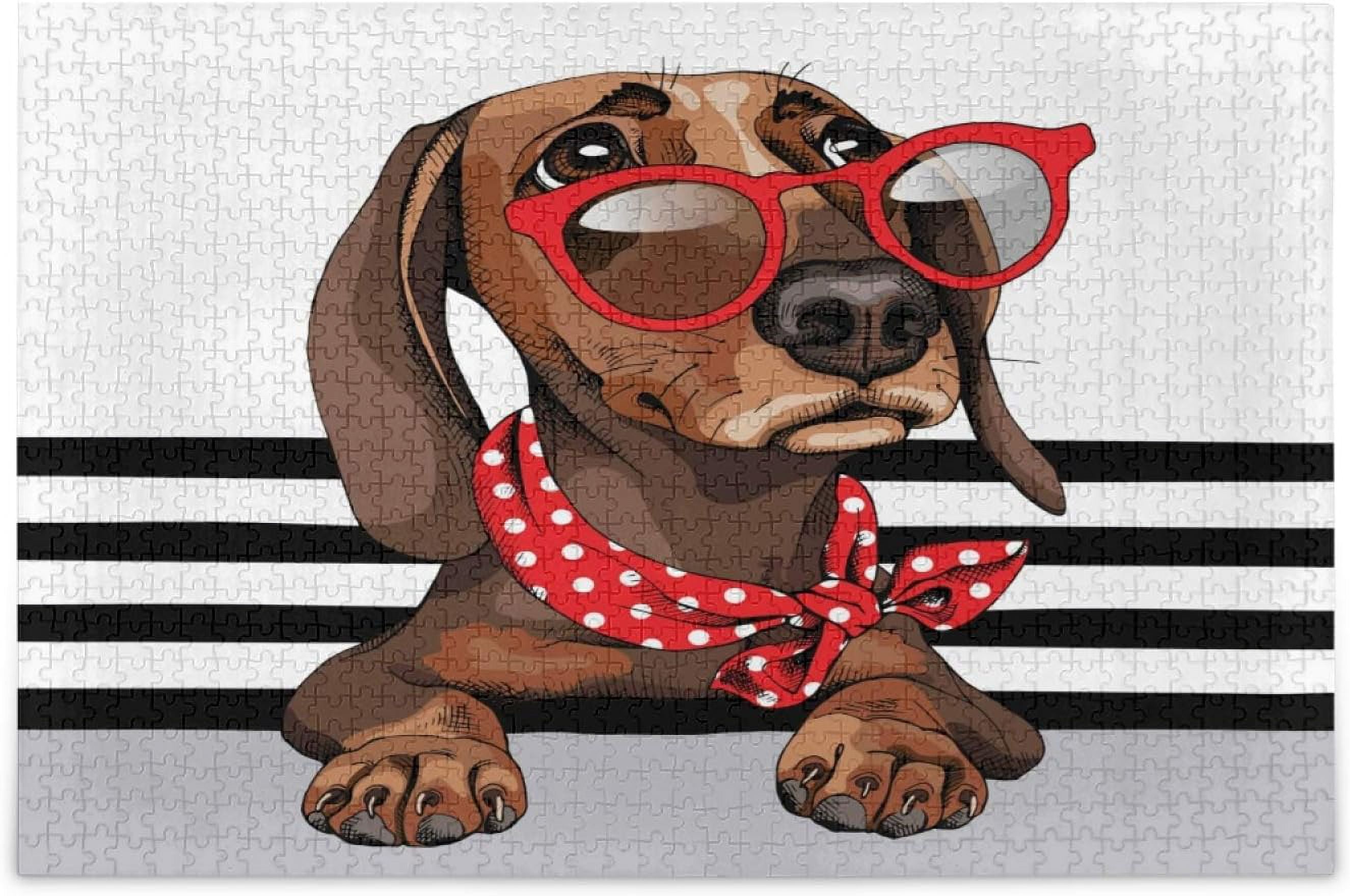 Dreamtimes 1000 Piece Jigsaw Puzzle for Adults Kids, Dachshund Dog Puzzle Wooden Jigsaw Puzzle ...