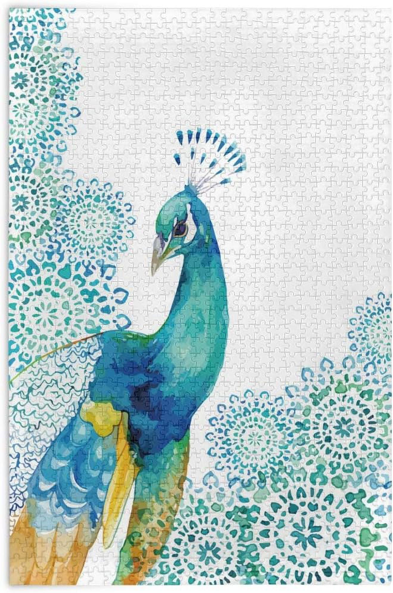 Dreamtimes 1000 Piece Jigsaw Puzzle for Adults Kids, Watercolor Peacock ...