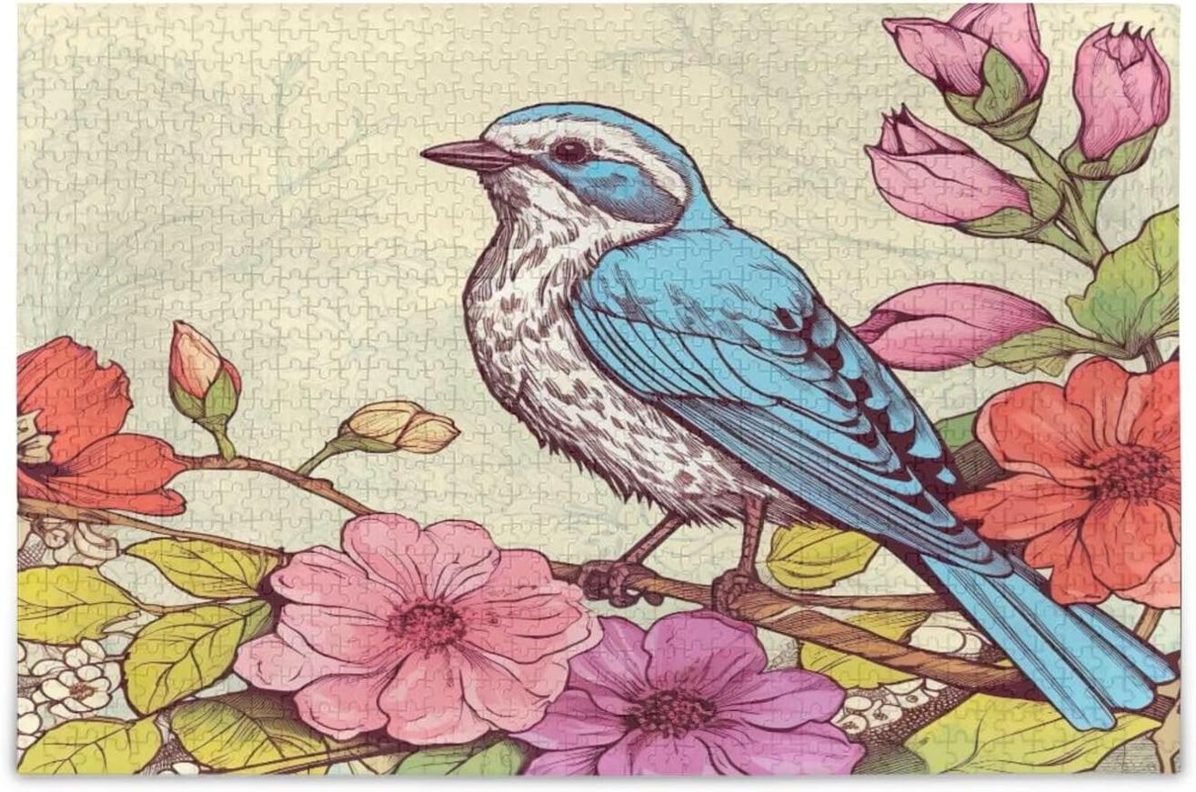 Dreamtimes 1000 Pieces Bird on Branch Puzzles for Adults and Kids ...