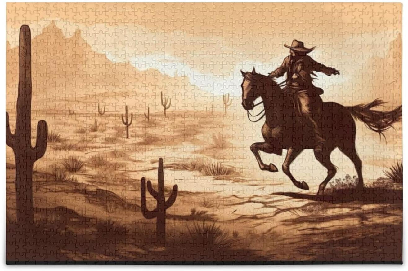 Dreamtimes 1000 Pieces Vintage Western Cowboy Puzzles for Adults and ...