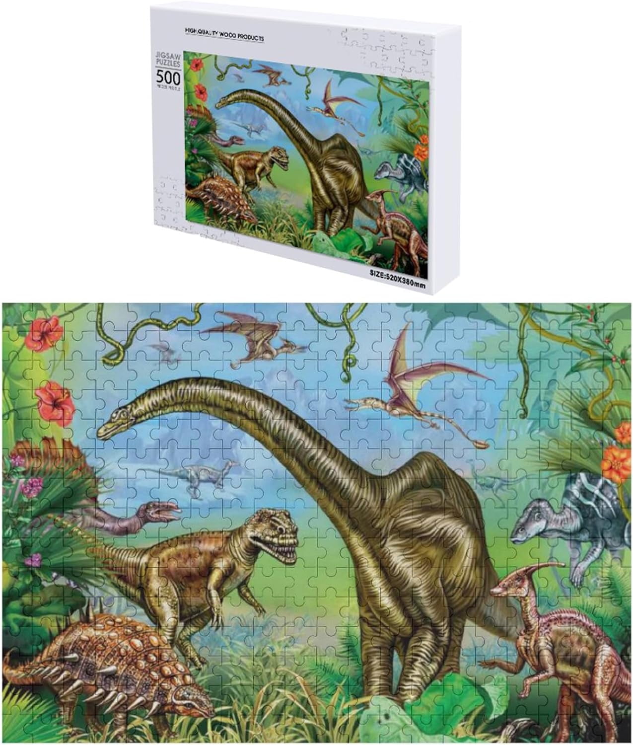 Dreamtimes 1000 Pieces Wooden Jigsaw Puzzle for Kids Adults - Dinosaurs ...