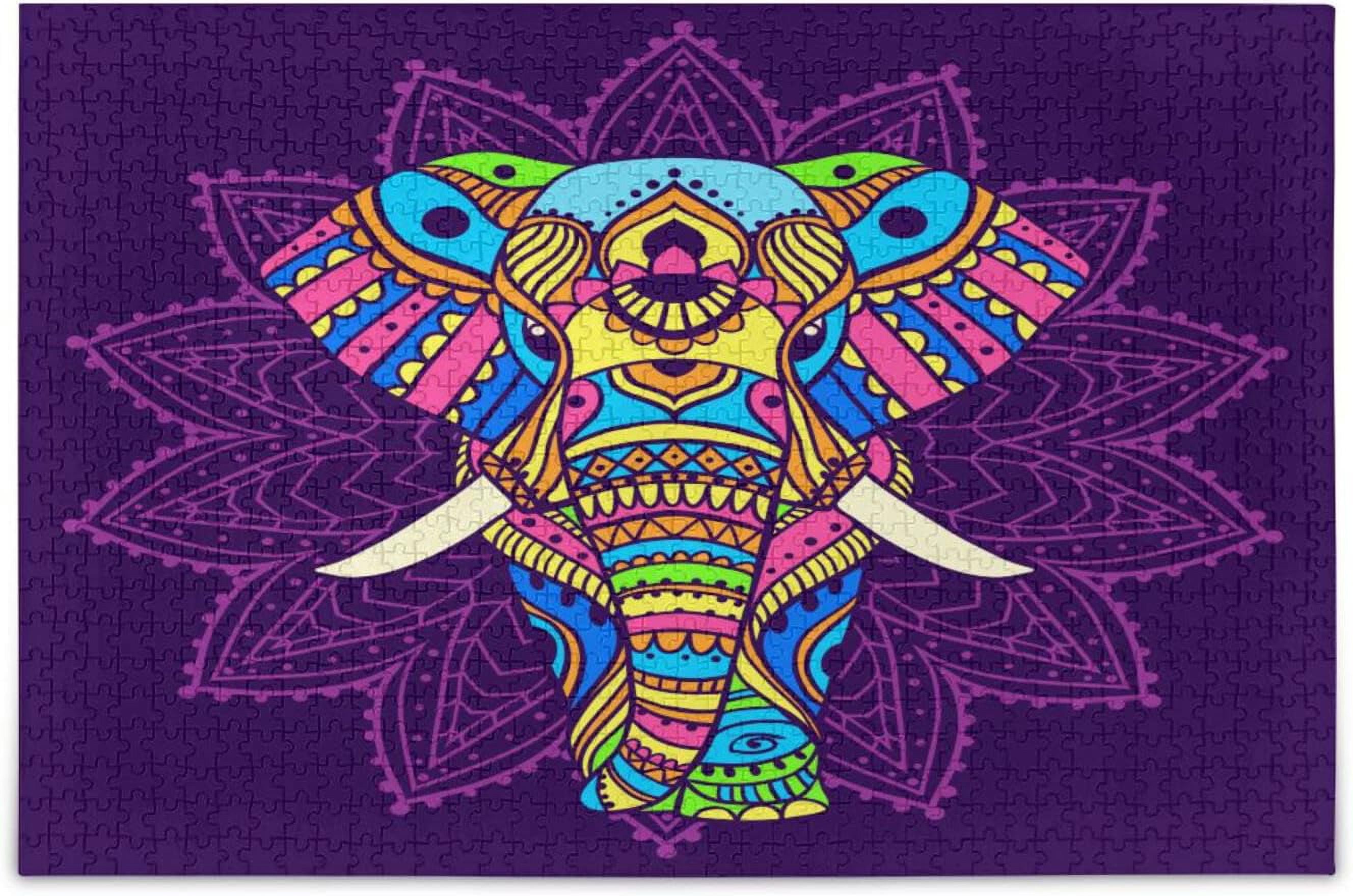 Dreamtimes 1000pieces Boho Elephant Pattern Wooden Jigsaw Puzzles ...