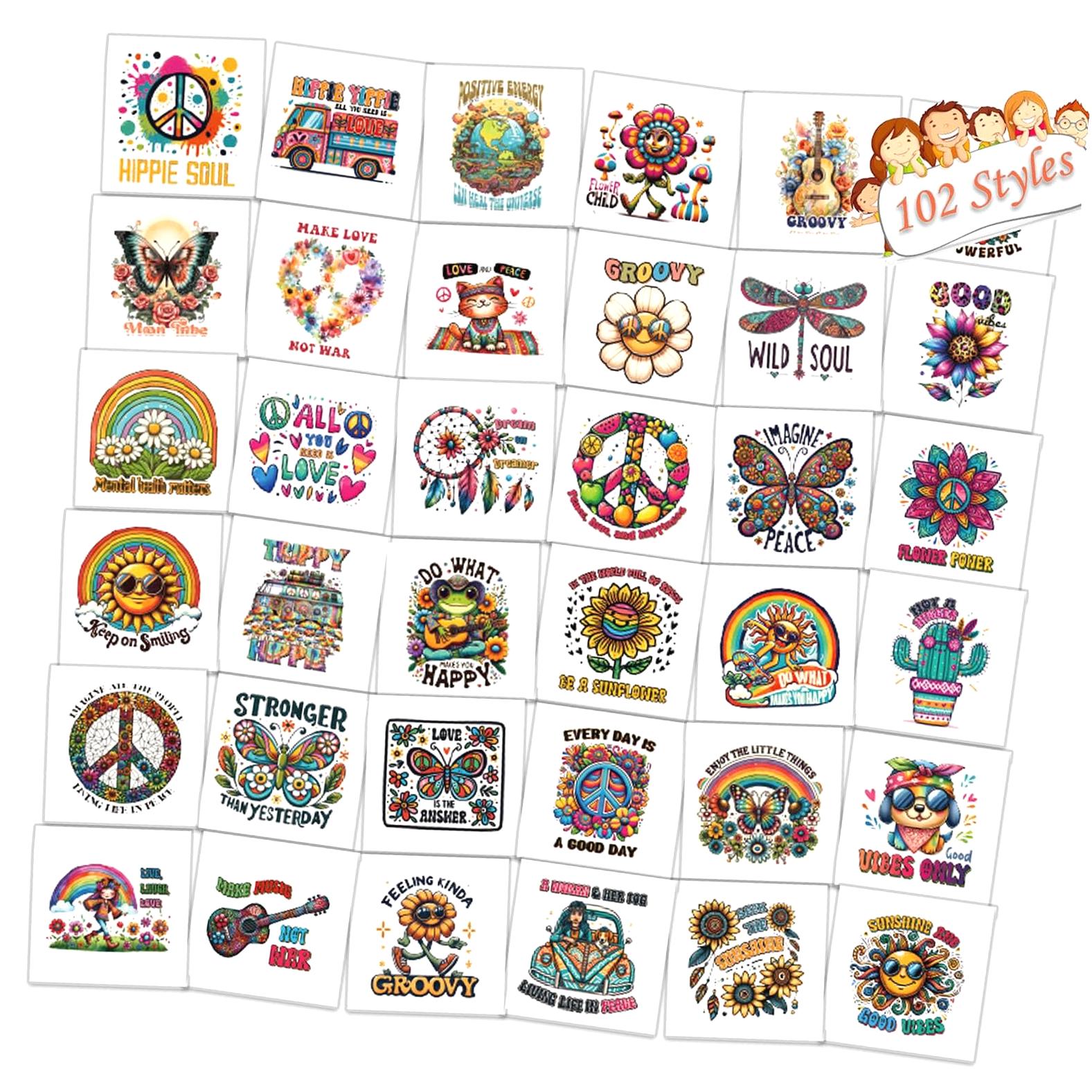 Dreamtimes 102 PCS Individually Packaged Retro 70s Tattoos for ...