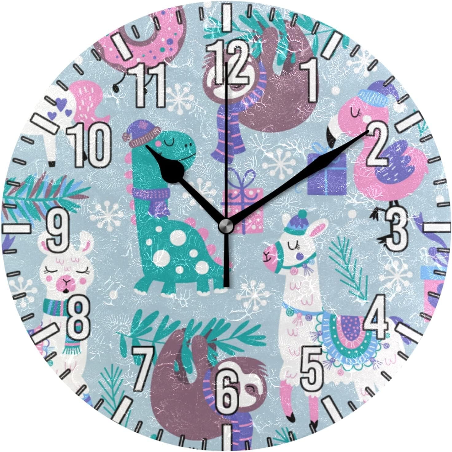Dreamtimes 10in Christmas Holiday with Animals Wall Clock, Non-Ticking ...