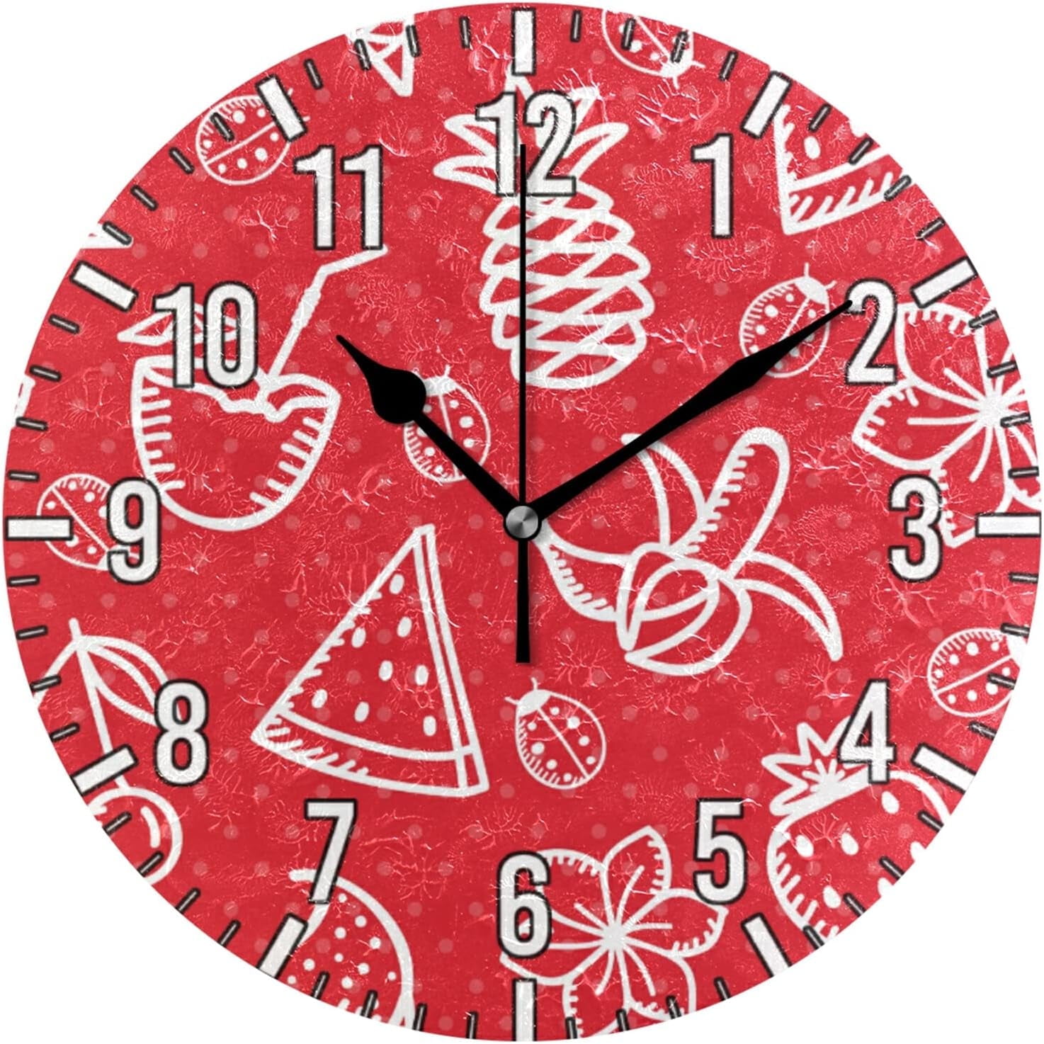 Dreamtimes 10in Fruits and Sweets Wall Clock, Non-Ticking Silent ...