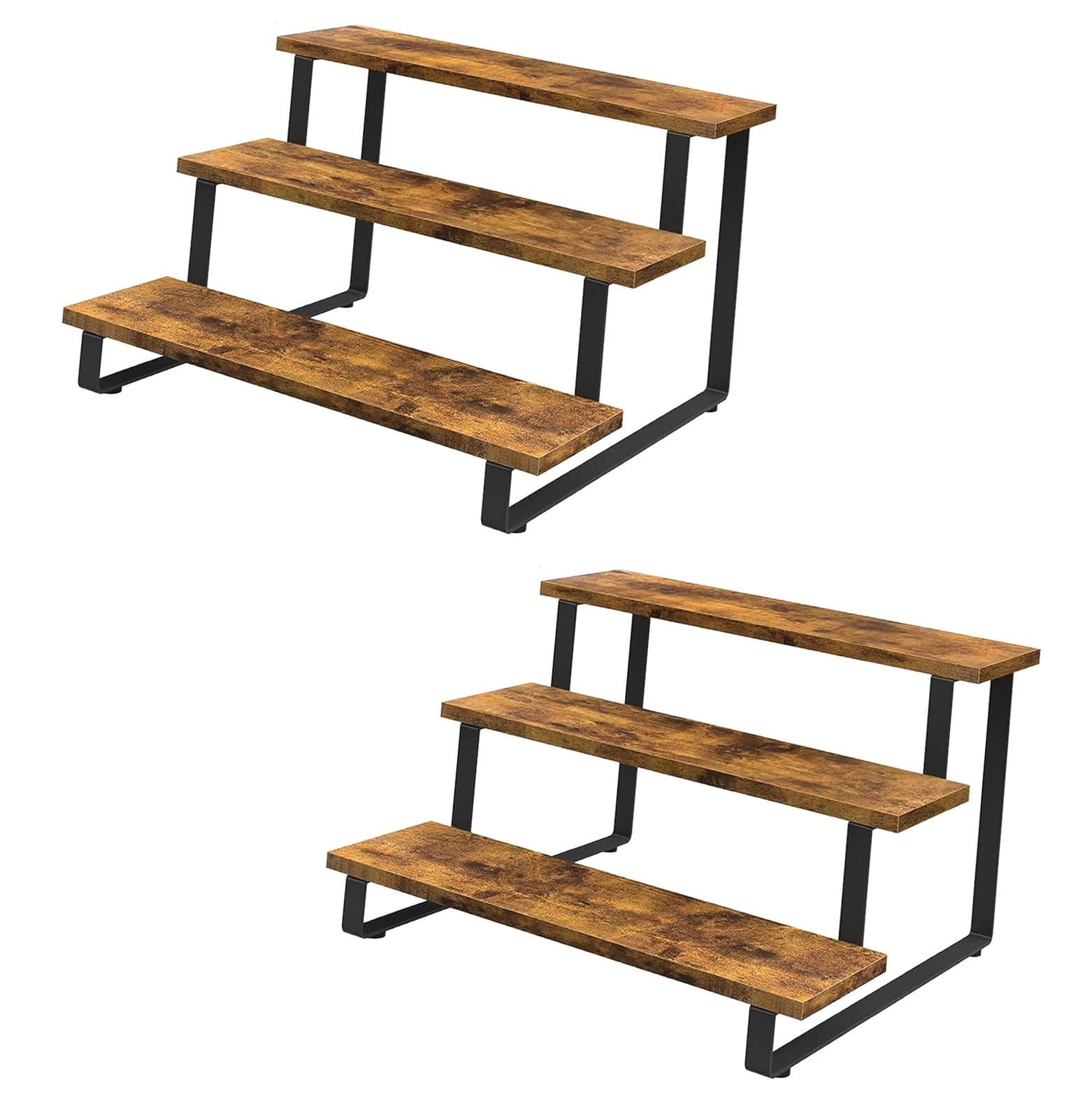 Dreamtimes 2-Pack 3-Tier Wooden Display Stand, Mobile Product Showcase ...