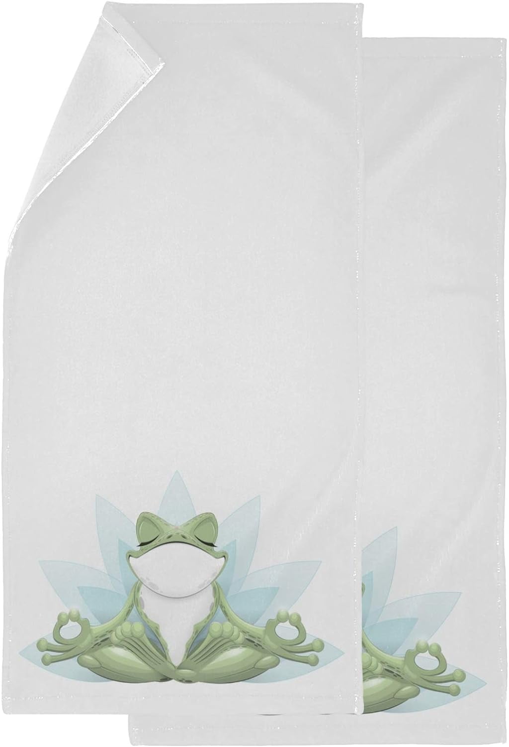 Dreamtimes 2 Piece Funny Frog Doing Yoga Soft Fluffy Guest Hand Towels ...