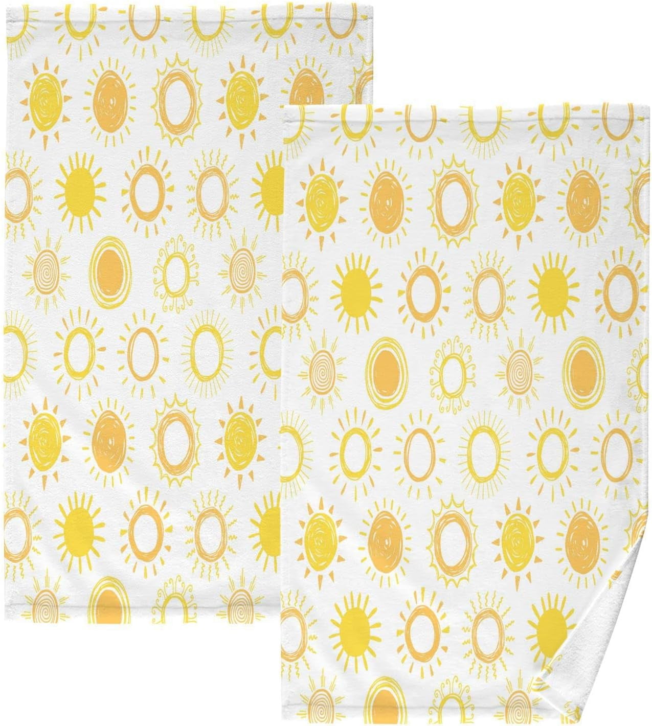 Dreamtimes 2 Piece Yellow Graffiti Sun Hand Towels for Bath Decorative ...