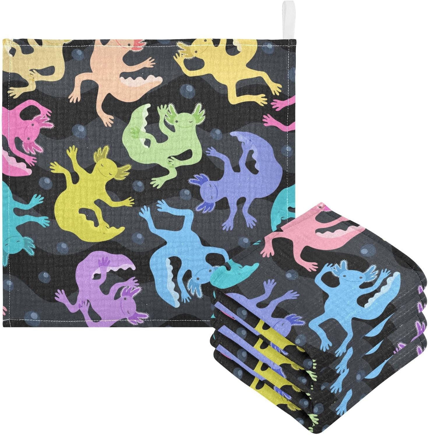 Dreamtimes 3 PCS Colorful Axolotls Baby Muslin Washcloths, Waves and ...
