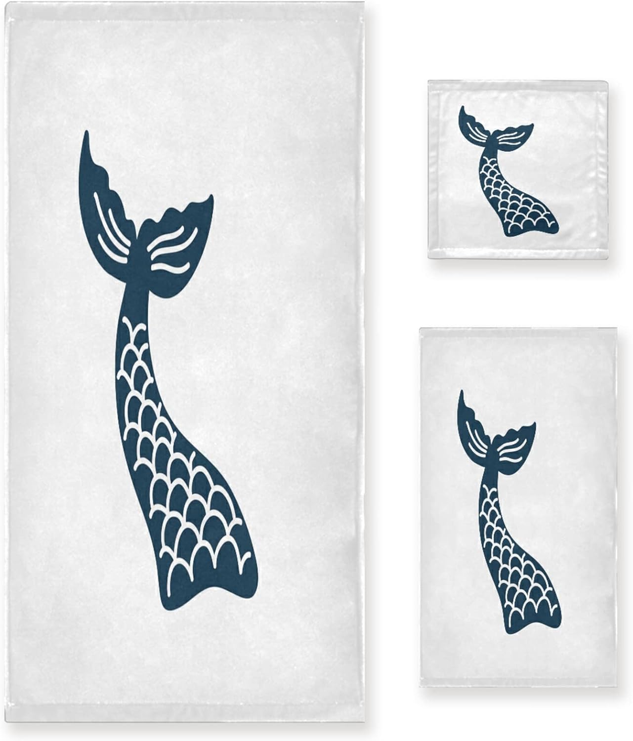 Dreamtimes 3 PCS Towel Beautiful Mermaid Tail Sparkle Fish Scales ...