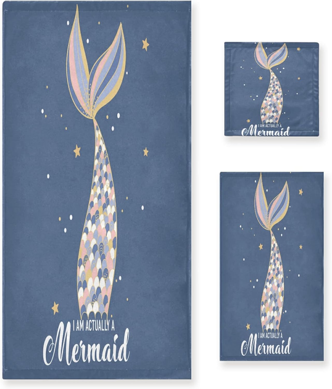Dreamtimes 3 PCS Towel Beautiful Mermaid Tail Sparkle Fish Scales ...
