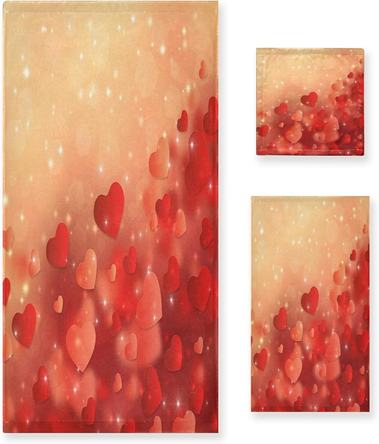 Dreamtimes 3 PCS Towel Valentine's Day Mother's Day Red Hearte Love ...