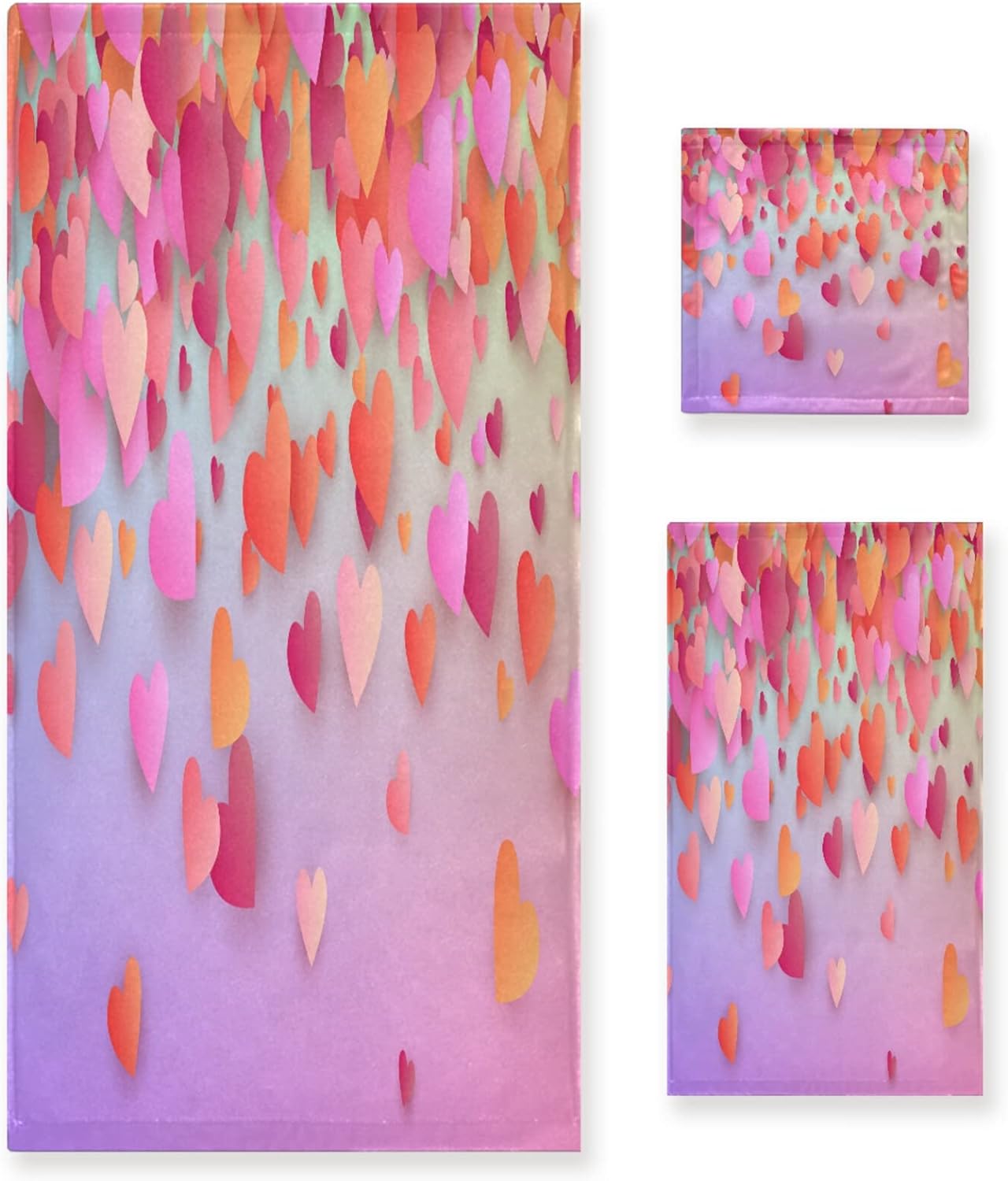 Dreamtimes 3 PCS Towel Valentine's Day Mother's Day Red Hearte Love ...