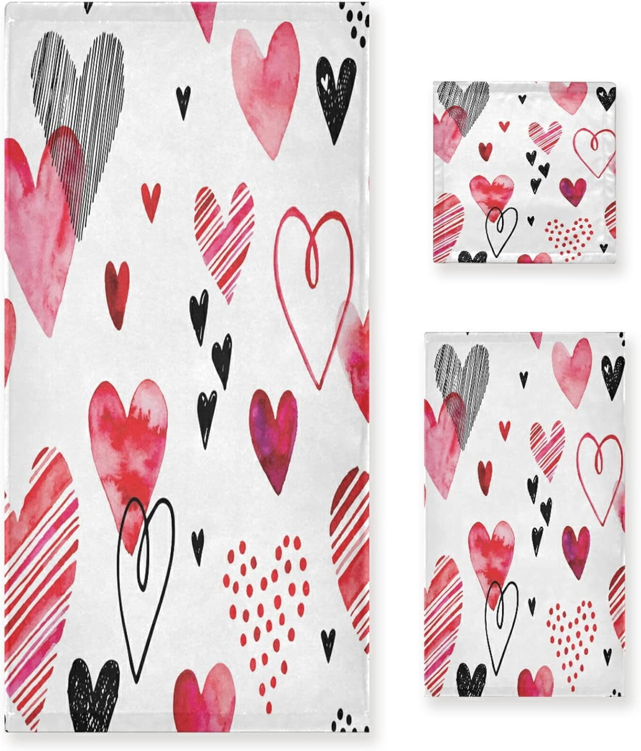 Dreamtimes 3 PCS Towel Valentine's Day Mother's Day Red Hearte Love ...