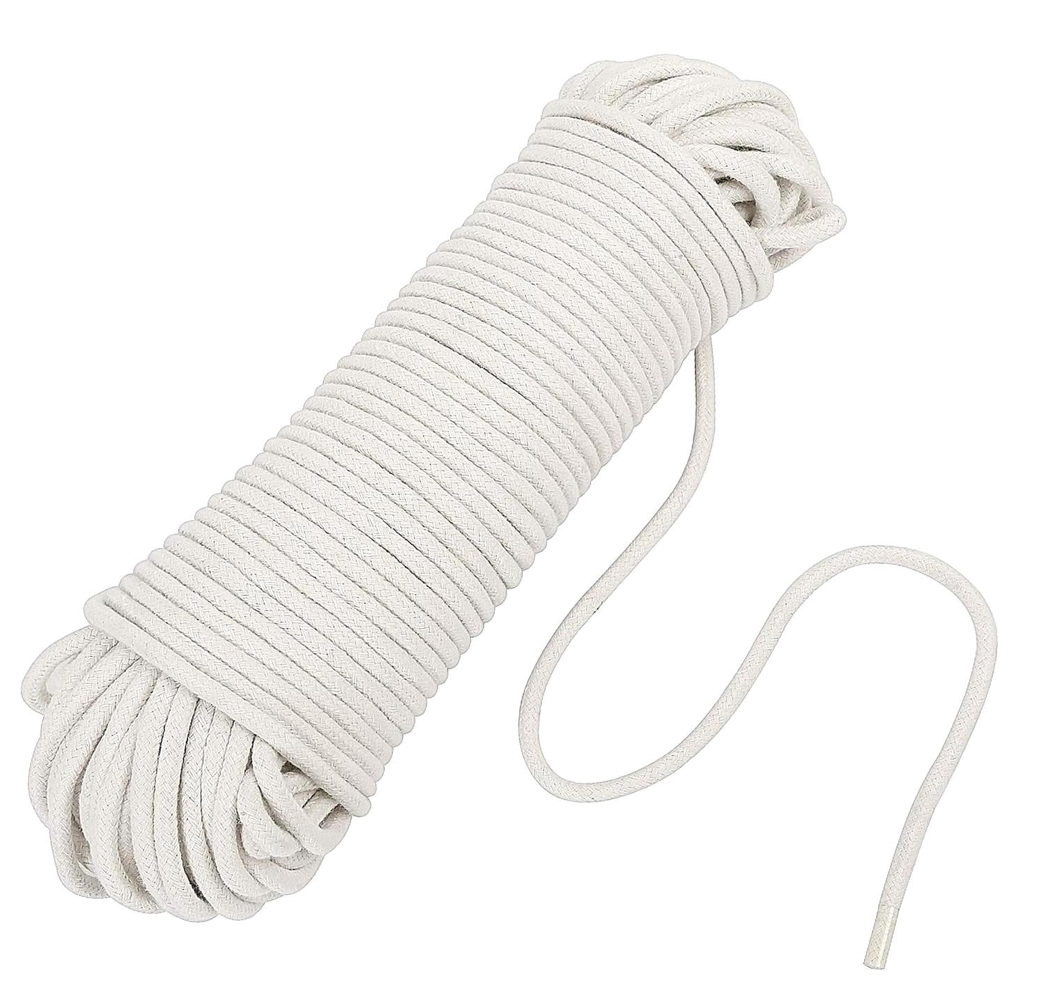Dreamtimes 328 FT 1/4 Inch Natural Cotton Rope, White Craft Clothesline ...