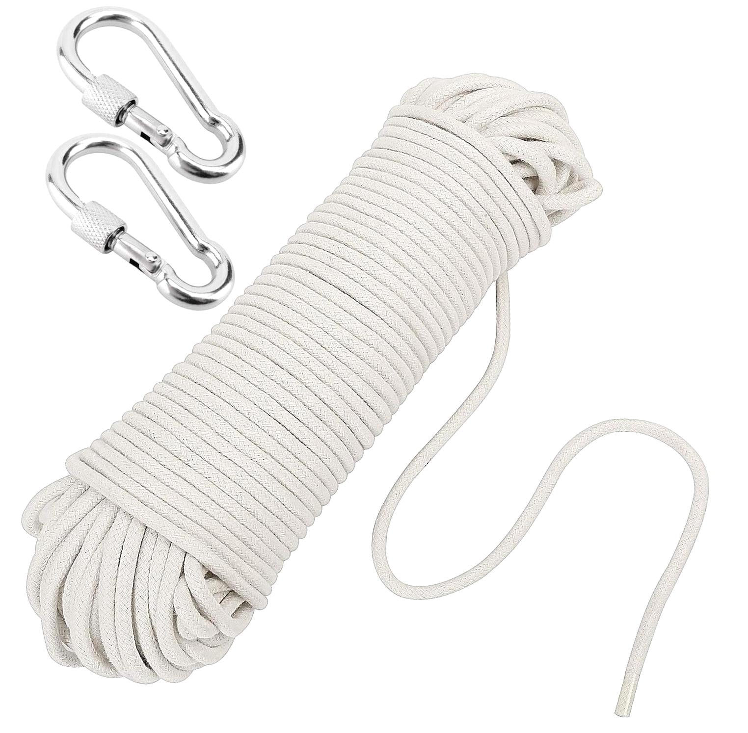 Dreamtimes 328 FT 1/4 Inch White Cotton Rope, Clothesline Rope, Craft ...