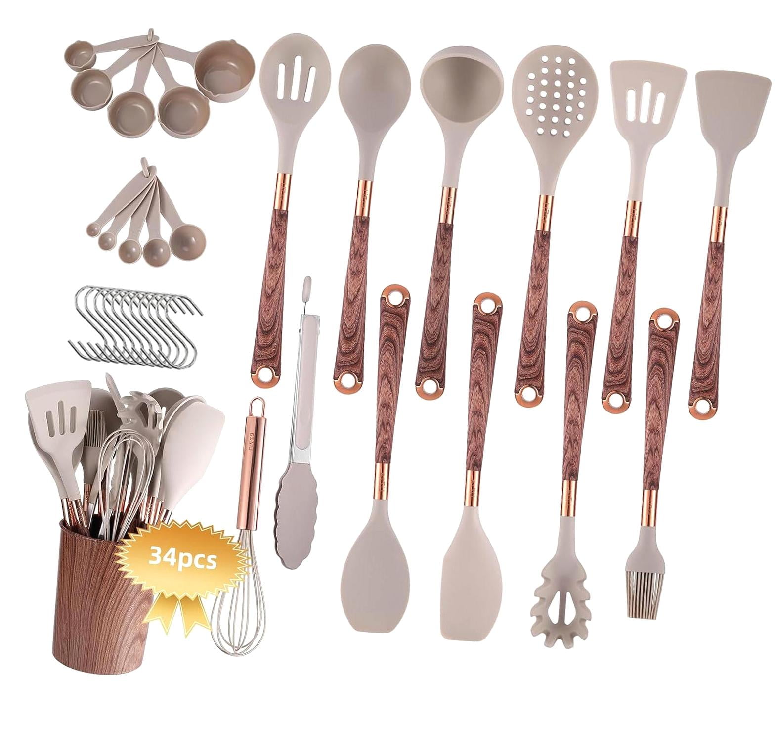 Dreamtimes 34-Piece Kitchen Utensil Collection, Heat Resistant Up to ...