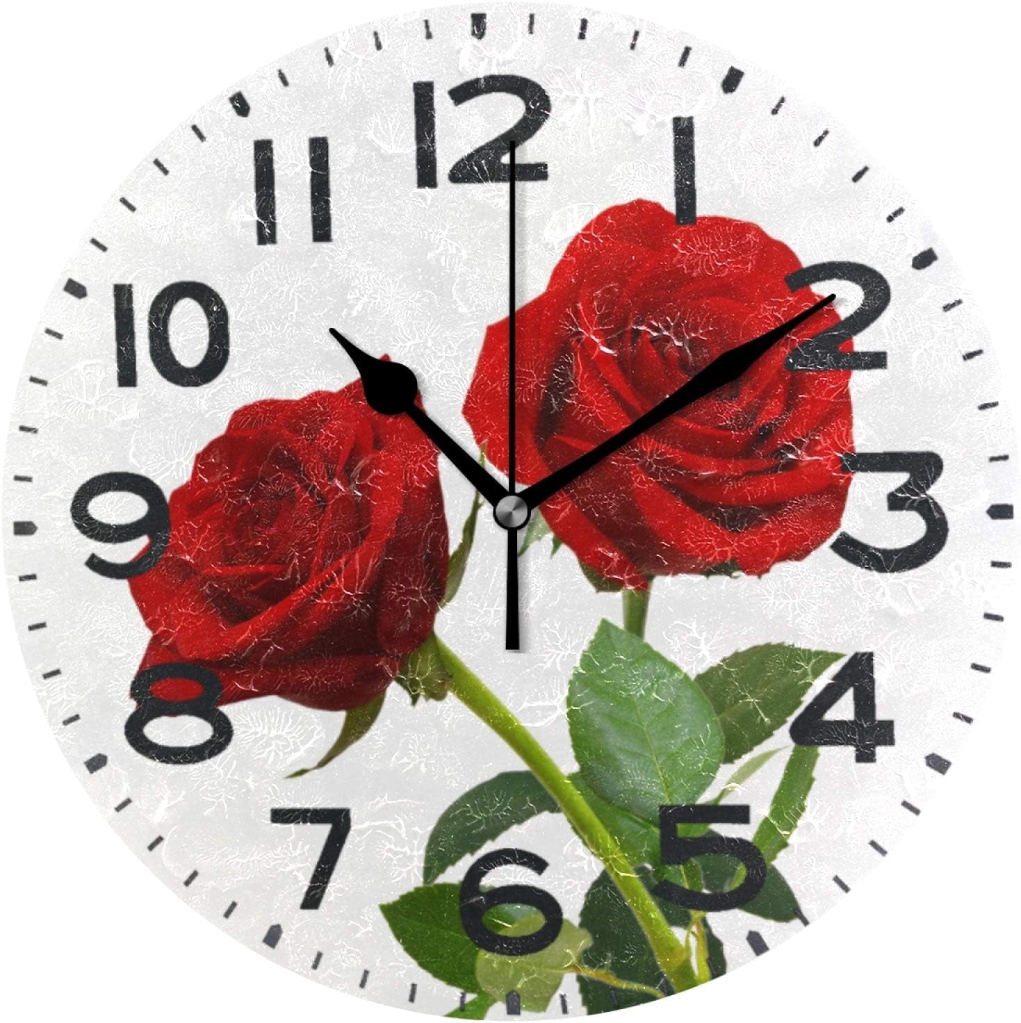 Dreamtimes 3D Beautiful Couple Red Rose Flower Round Wall Clock, 10 ...