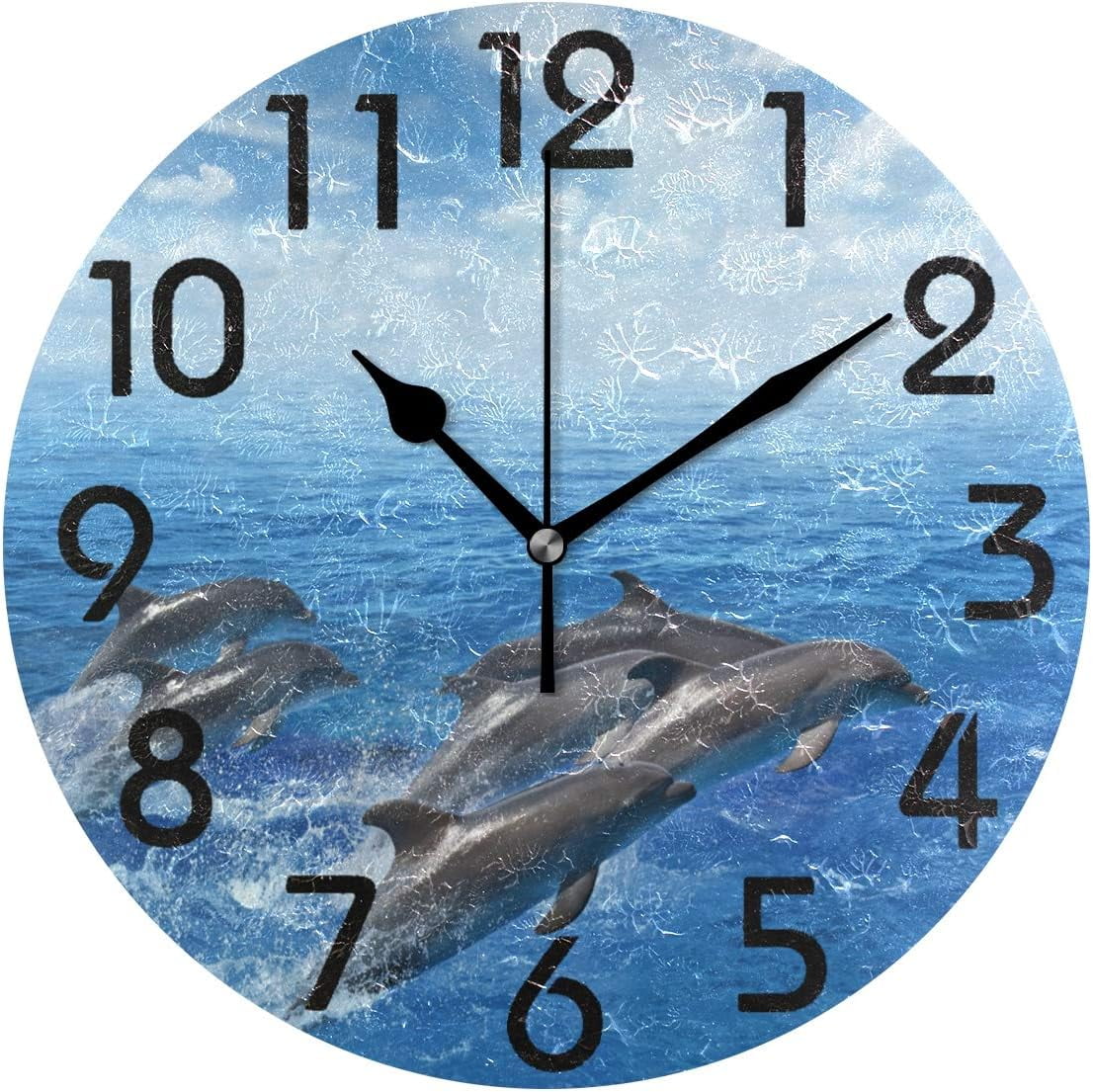 Dreamtimes 3D Beautiful Dolphins Jumping Out Ocean Print Round Wall ...