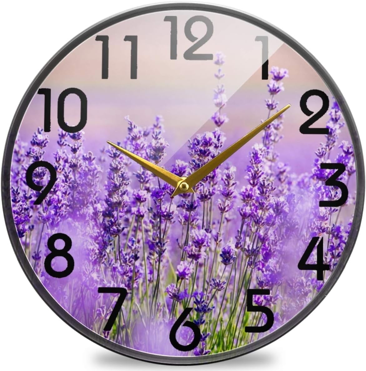 Dreamtimes 3D Beautiful Lavender Field Round Wall Clock, 12 Inch Silent ...
