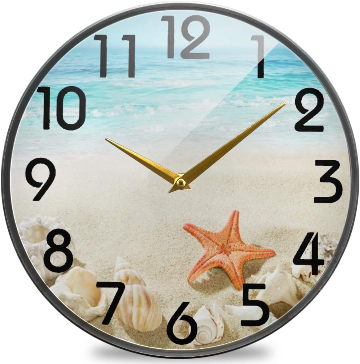 Dreamtimes 3D Beautiful Shell Starfish in Summer Beach Round Wall Clock ...