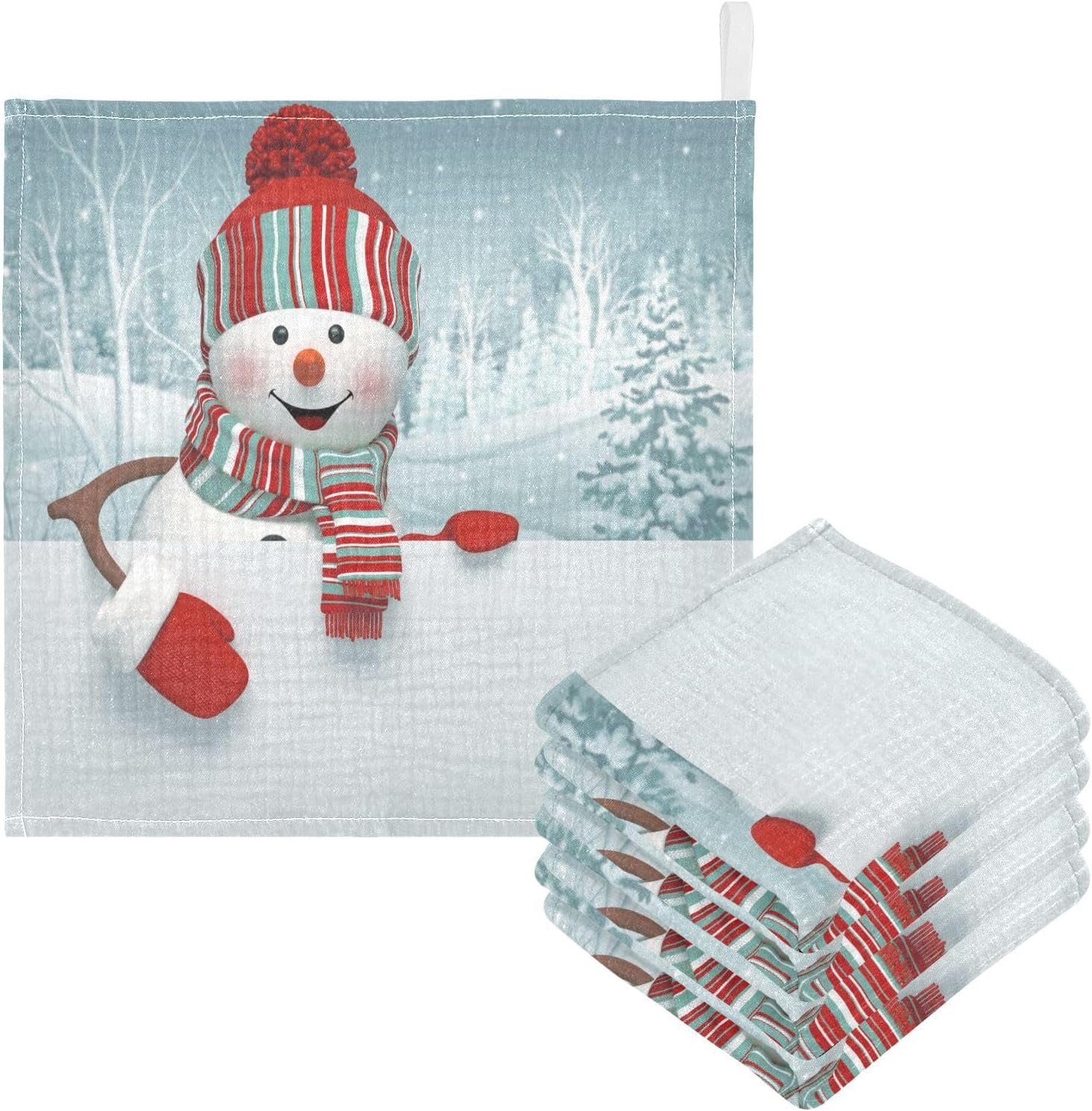 Dreamtimes 3D Cartoon Happy Snowman Baby Muslin Washcloths Face Towel ...