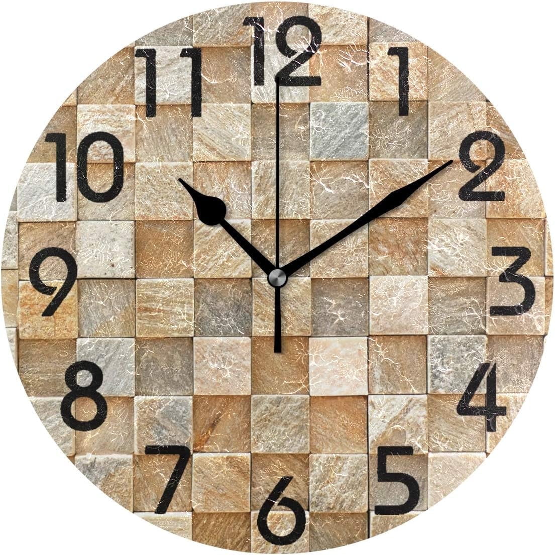 Dreamtimes 3D Lifelike Small Squares Wall Print Round Wall Clock ...