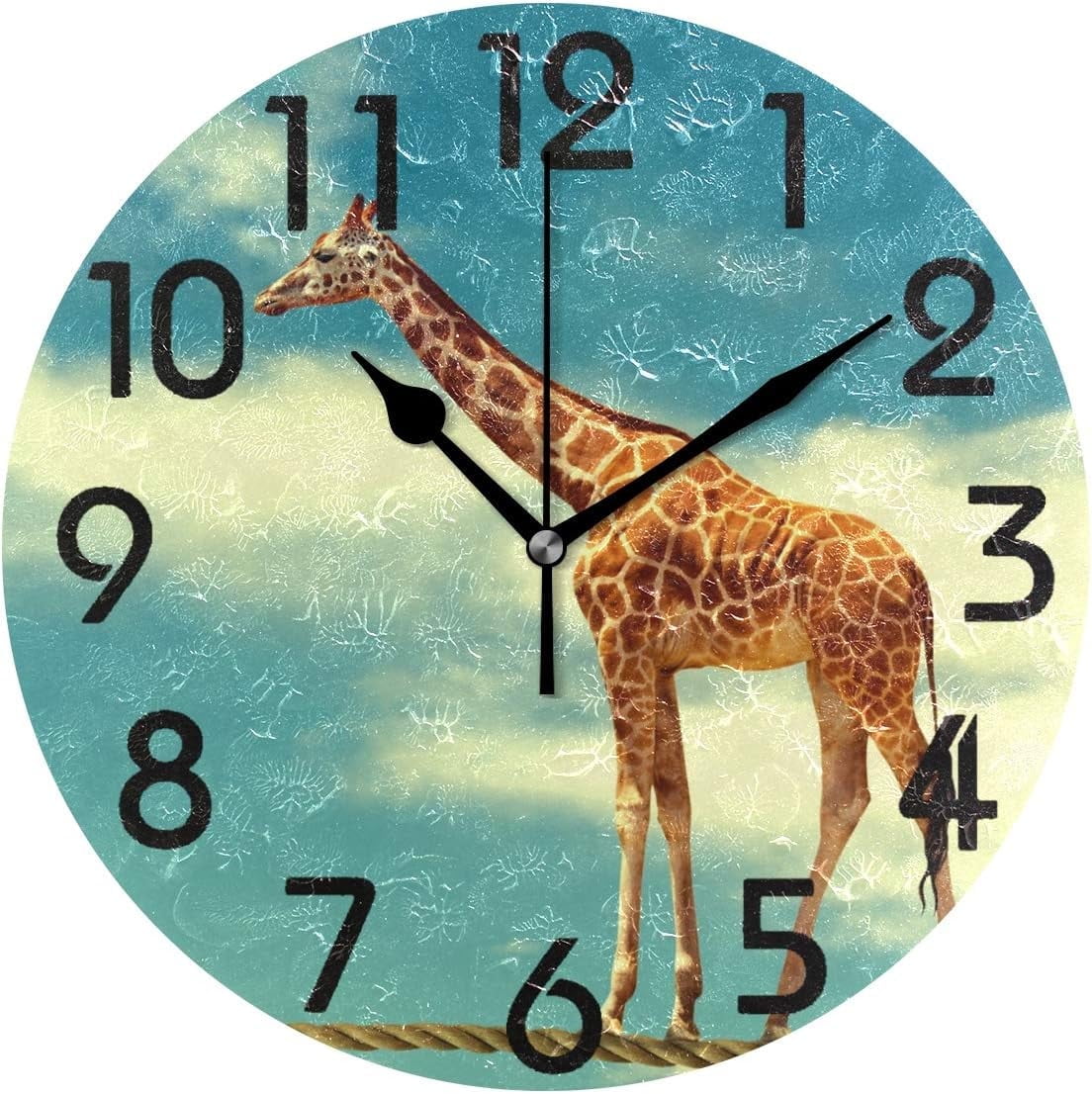 Dreamtimes 3D Magic Giraffe Wolking in Rope Print Round Wall Clock ...
