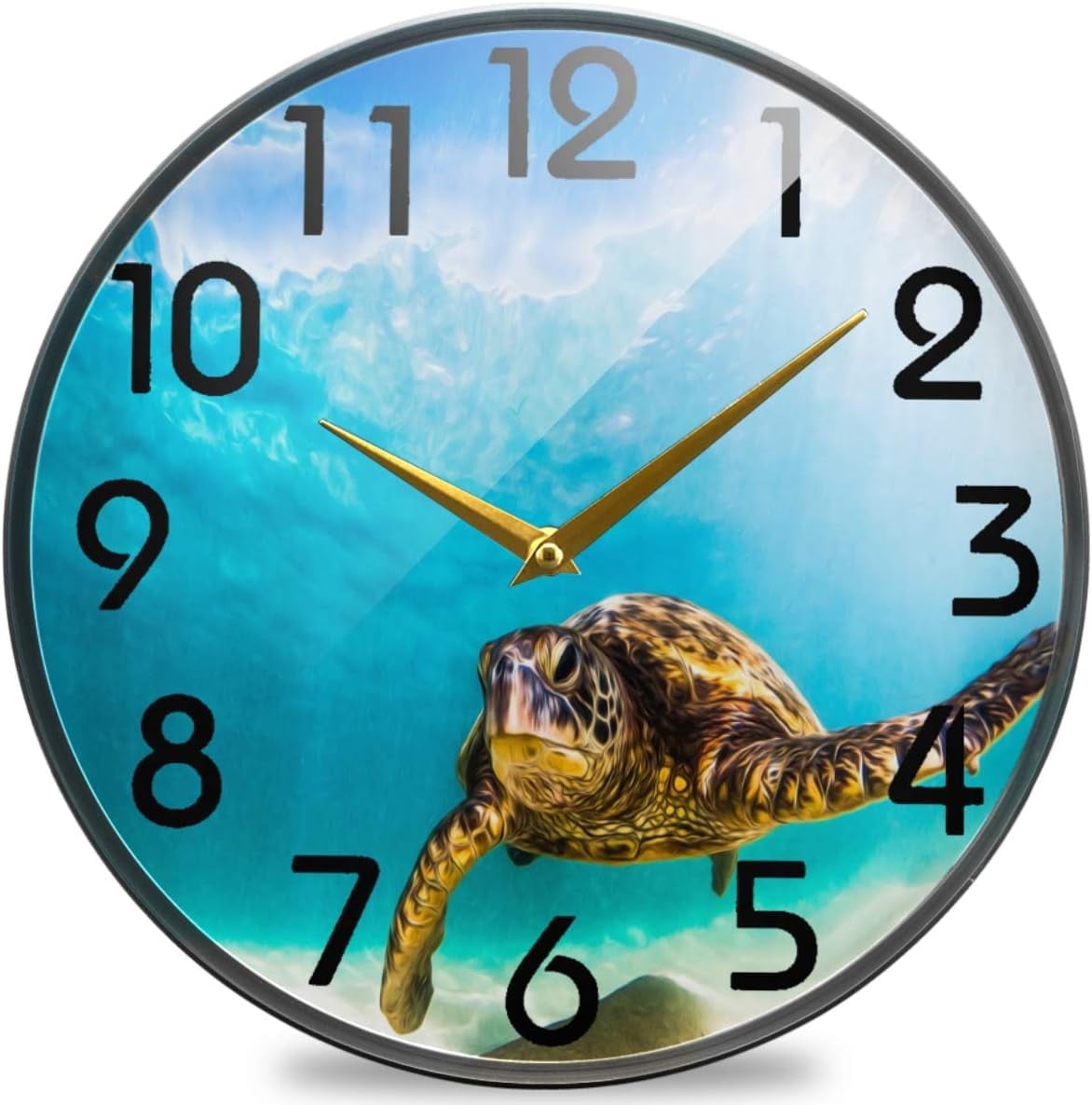 Dreamtimes 3D Ocean Underwater Swimming Sea Turtle Round Wall Clock, 12 ...