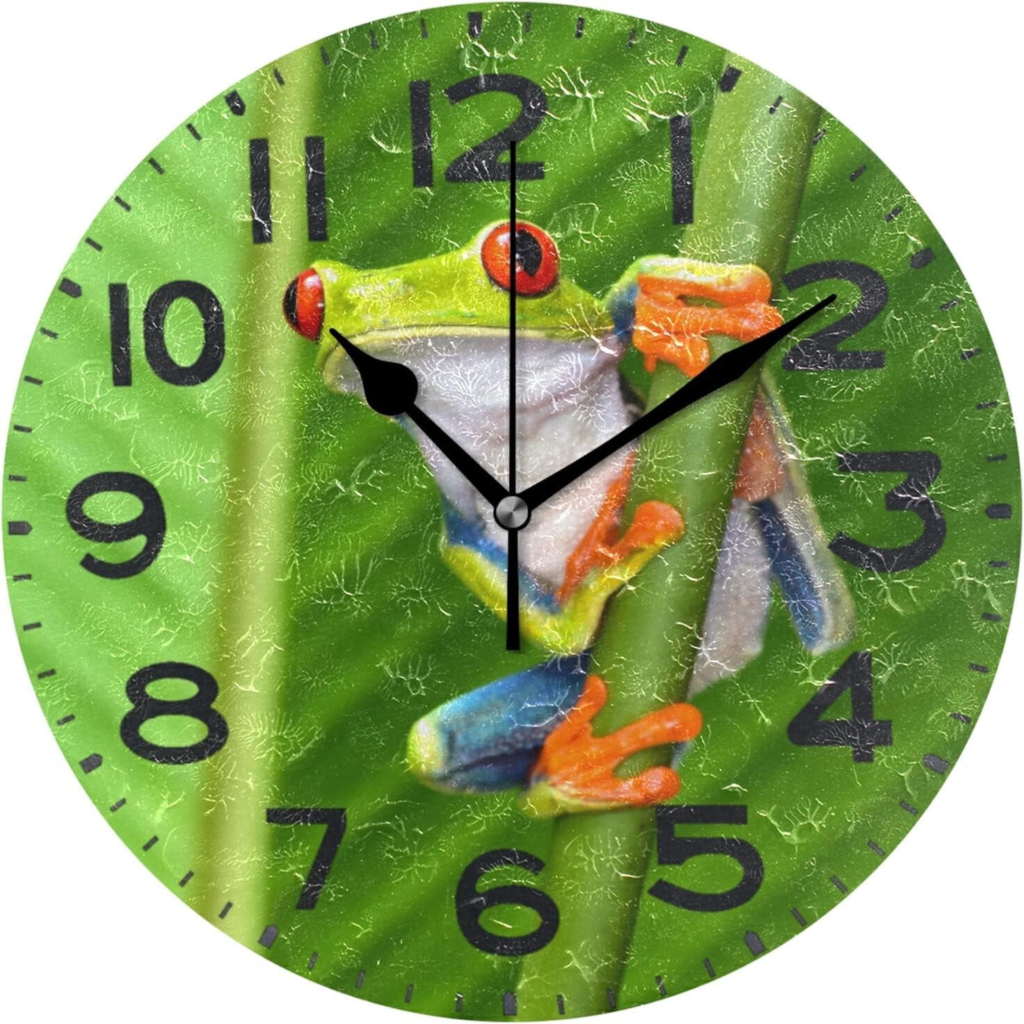 Dreamtimes 3D Red Eye Tree Frog on Leaf Round Wall Clock, 10 Inch ...