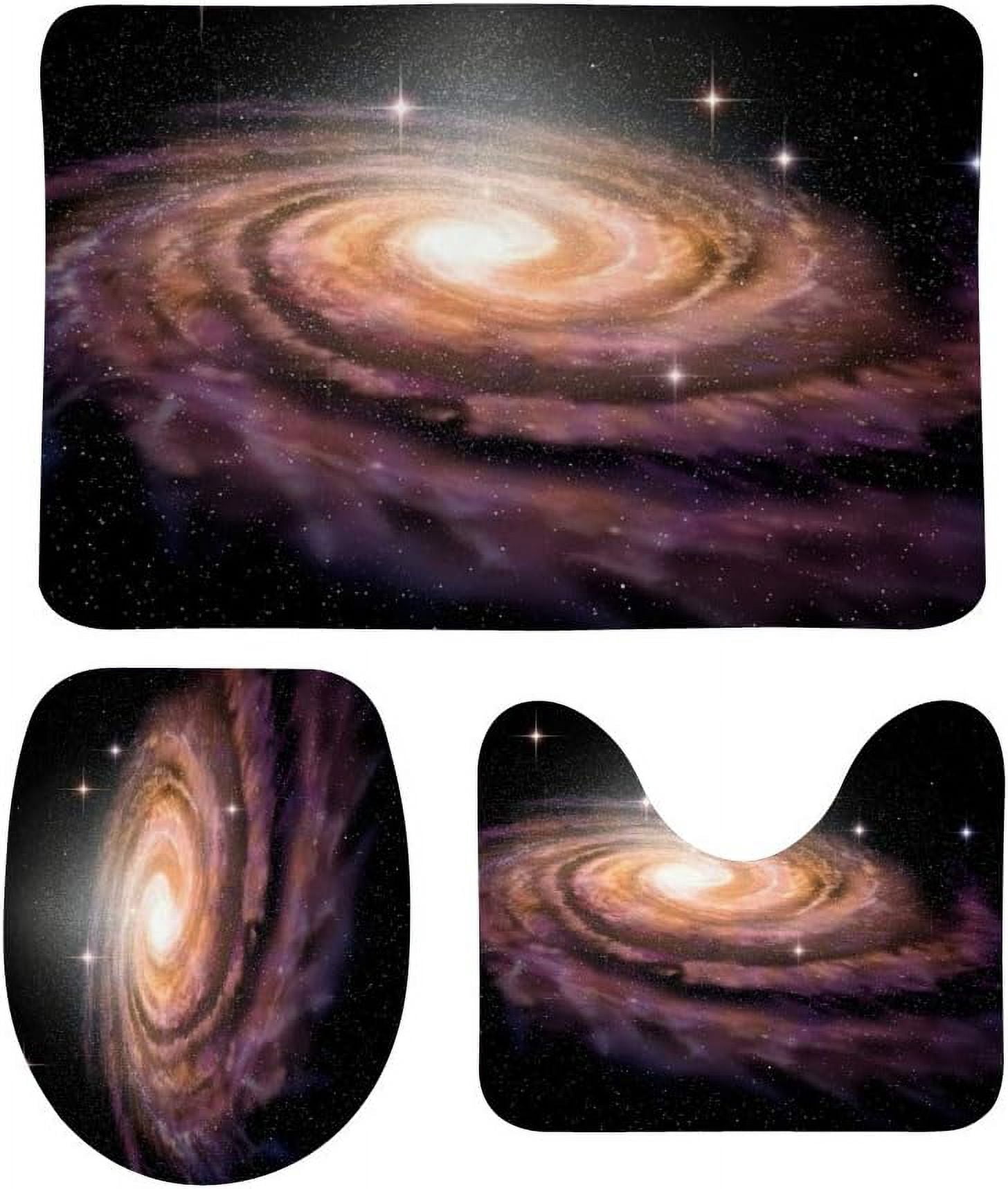 Dreamtimes 3D Space Spiral Galaxy Bathroom Rug Mats Set 3 Piece Contour ...