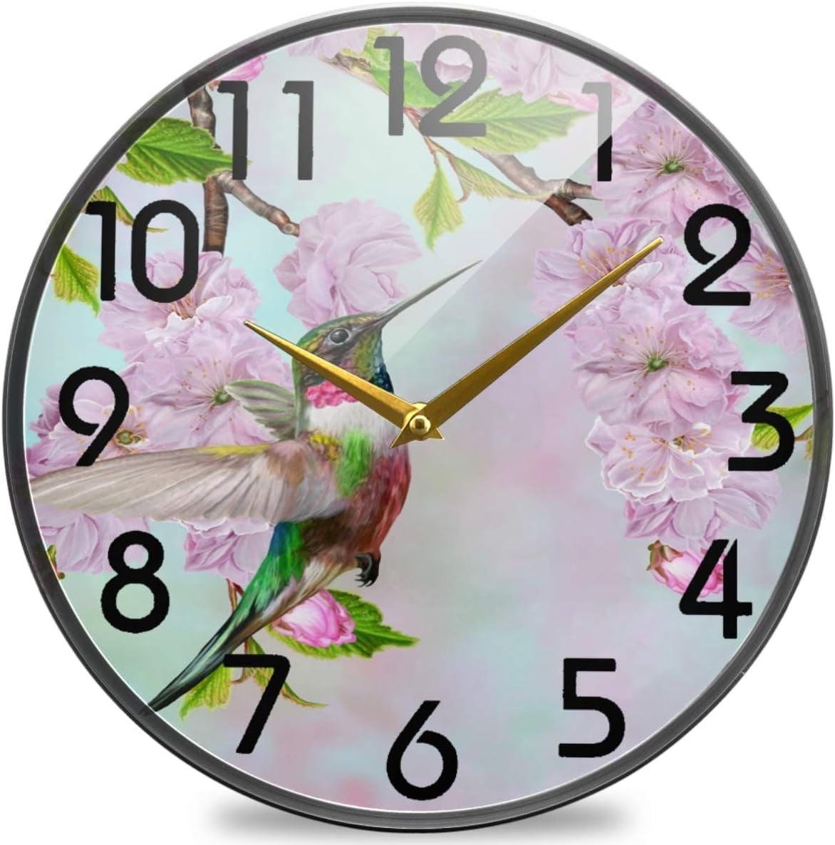 Dreamtimes 3D Spring Bird Hummingbird Cherry Blossoms Print Round Wall ...