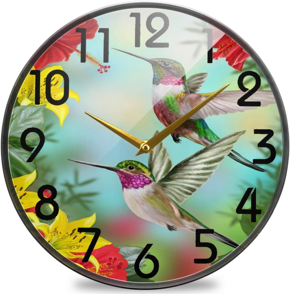 Dreamtimes 3D Spring Two Hummingbirds Flowering Hibiscus Lilies Print ...