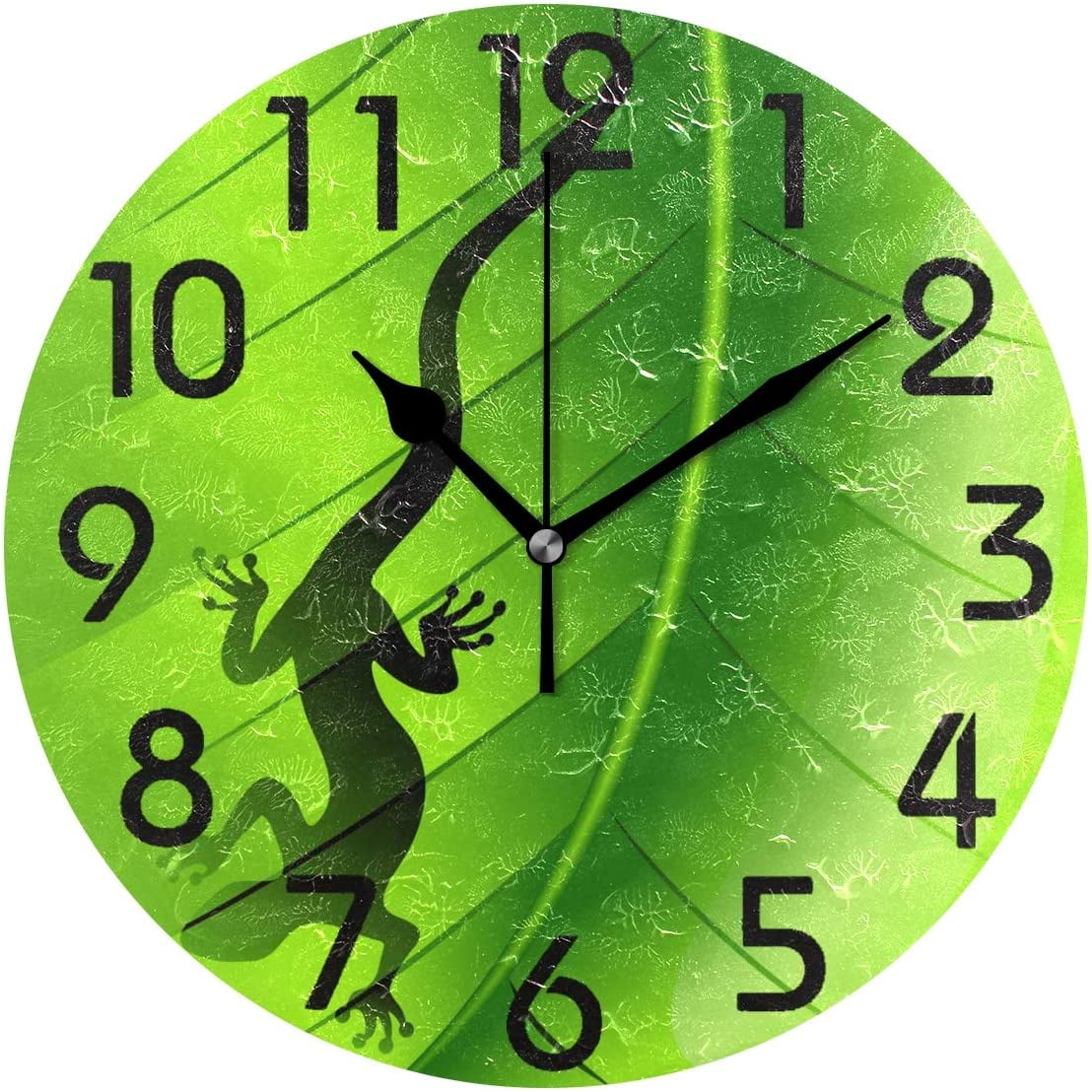 Dreamtimes 3D Stylish Lizard Gecko Shape on Green Leaf Print Round Wall ...