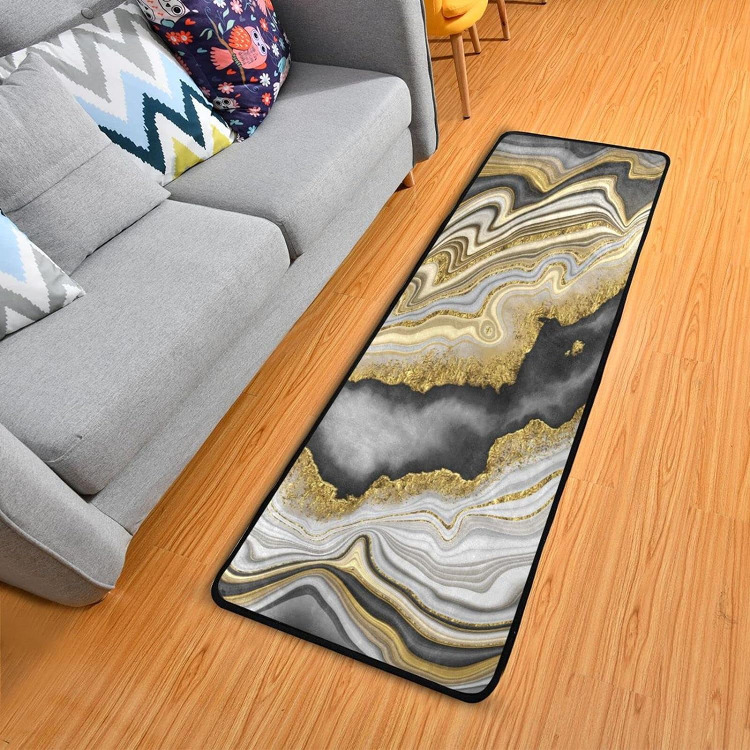Dreamtimes 3D Texture Golden Hallway Runner Rug 2'x6' Kitchen Rug with ...
