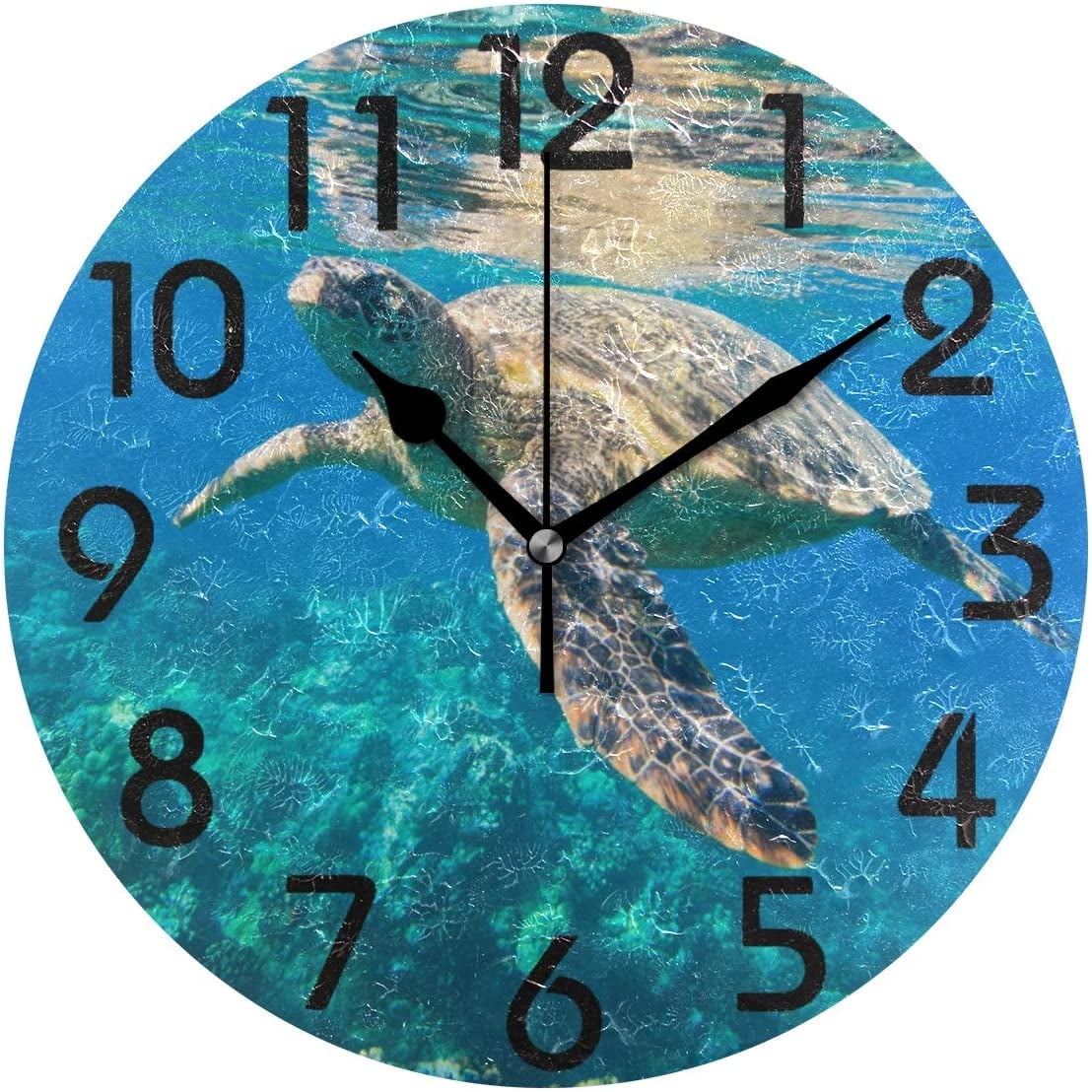Dreamtimes 3D Tropical Underwater Swimming Sea Turtle Print Round Wall ...