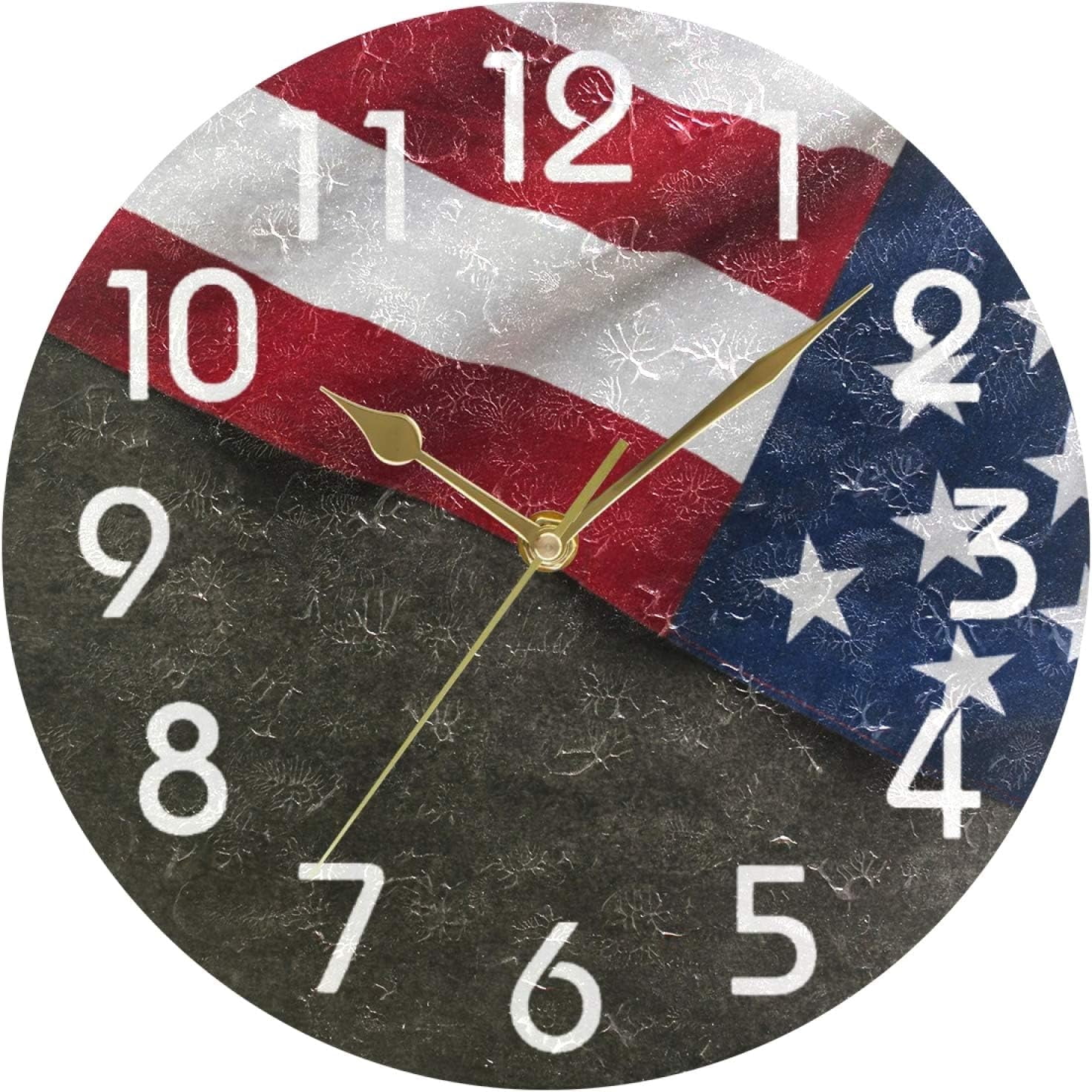 Dreamtimes 3D USA Flag Golf Balls Round Wall Clock, 10 Inch Battery ...