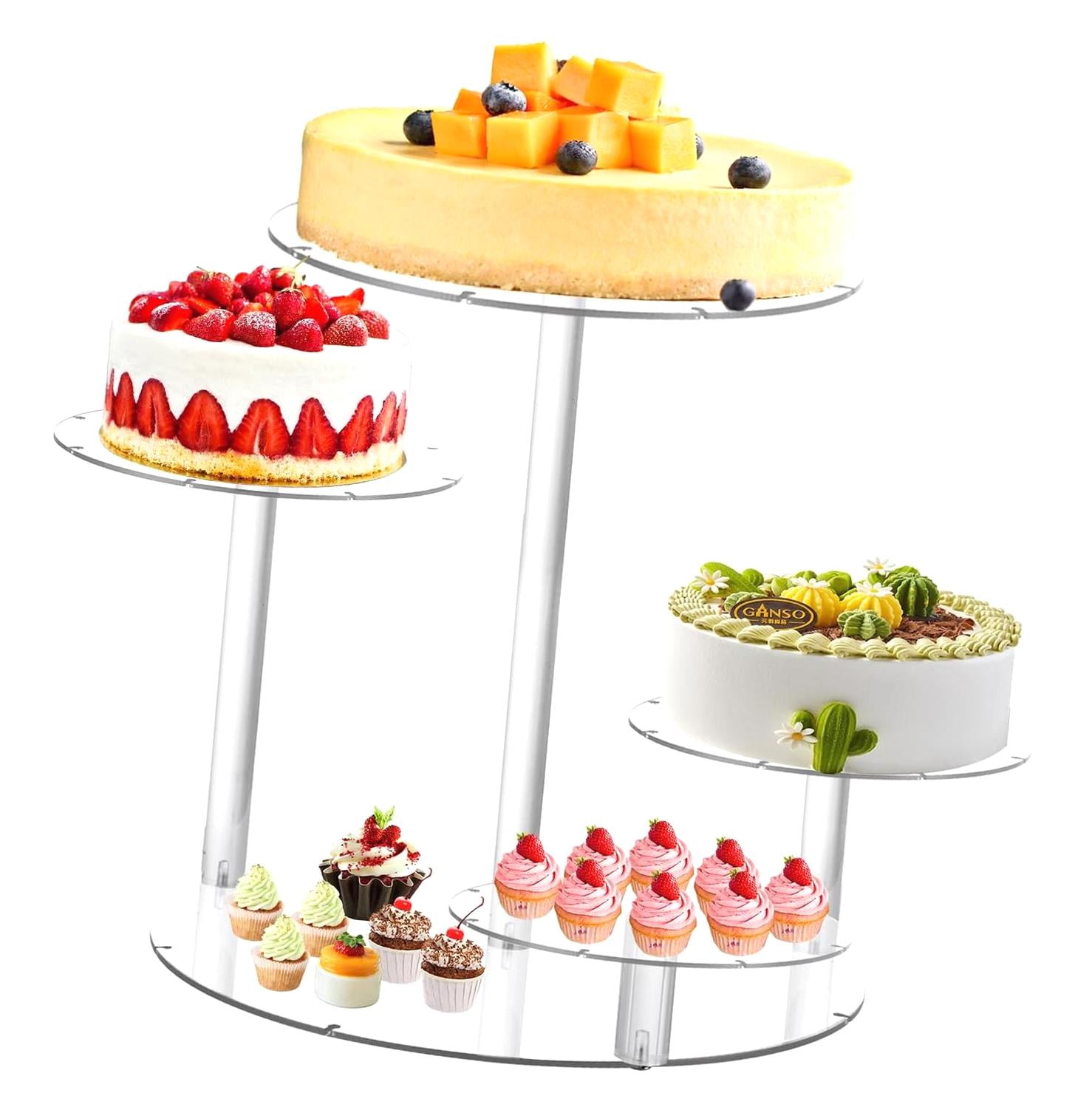 Dreamtimes 4 Tier Acrylic Cake and Cupcake Stand Set, Transparent Cake ...