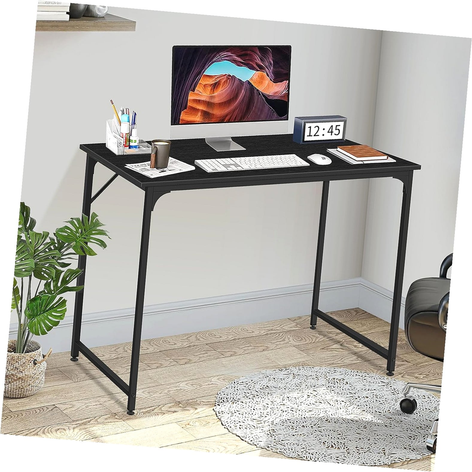 Dreamtimes 47-Inch Computer Desk Office Writing Table Wood PC Study ...