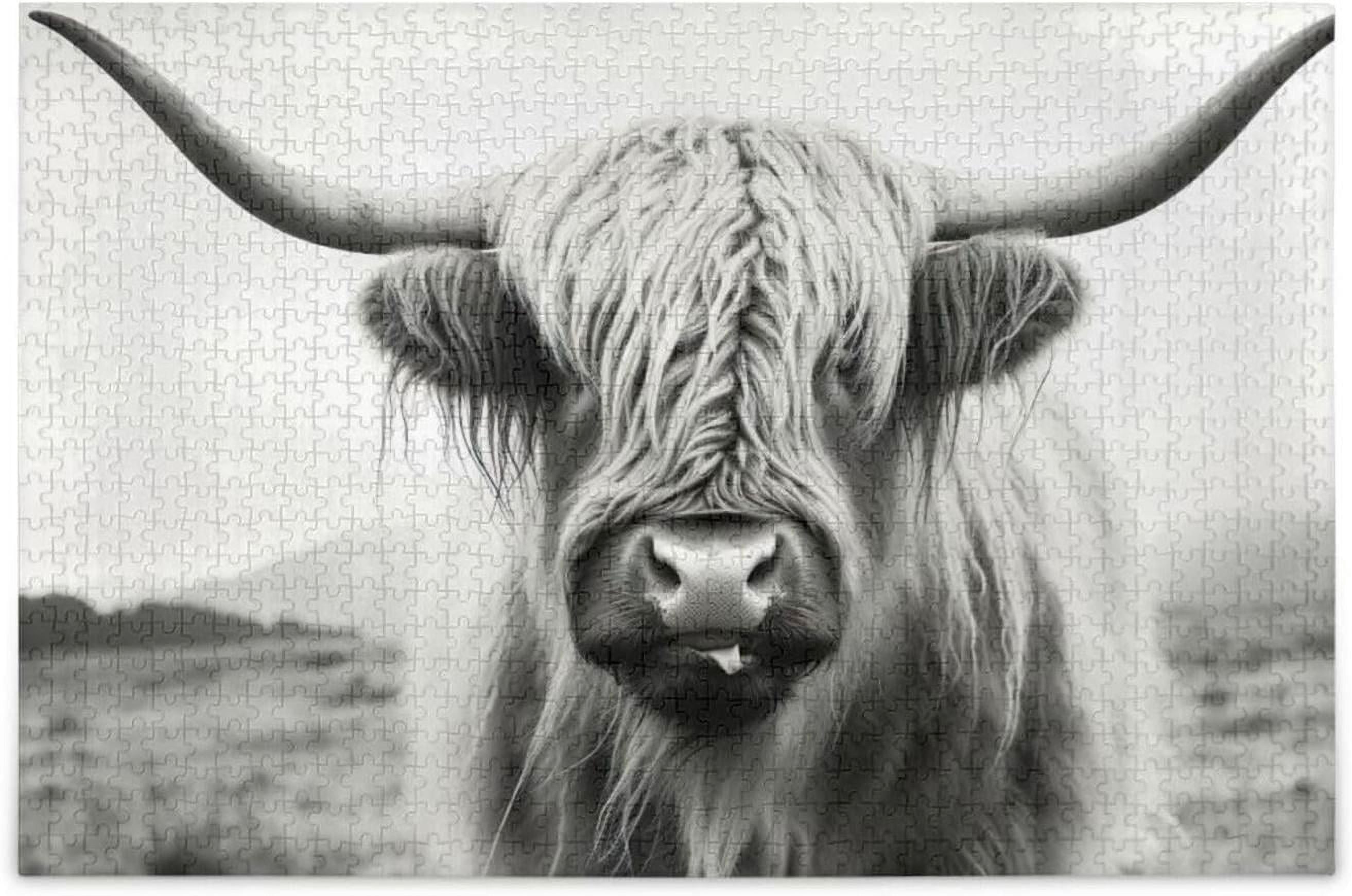 Dreamtimes 500 PCS Highland Cow Wooden Jigsaw Puzzles Intellectual ...
