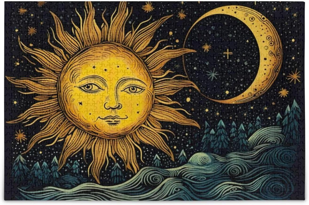 Dreamtimes 500 PCS Sun and Moon Wooden Jigsaw Puzzles Intellectual ...
