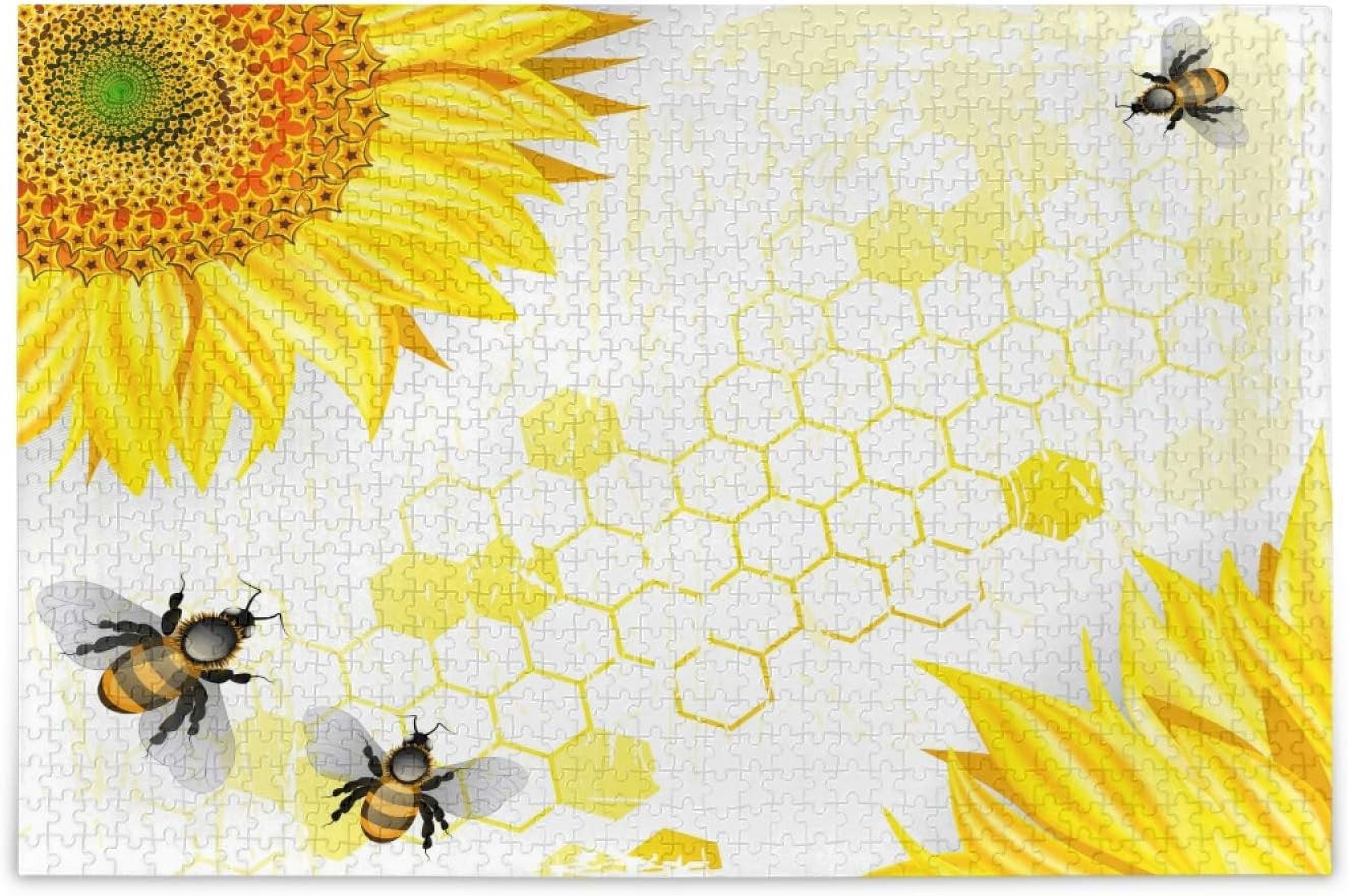 Dreamtimes 500 Piece Jigsaw Puzzle for Adults Kids, Sunflower Honey Bee ...