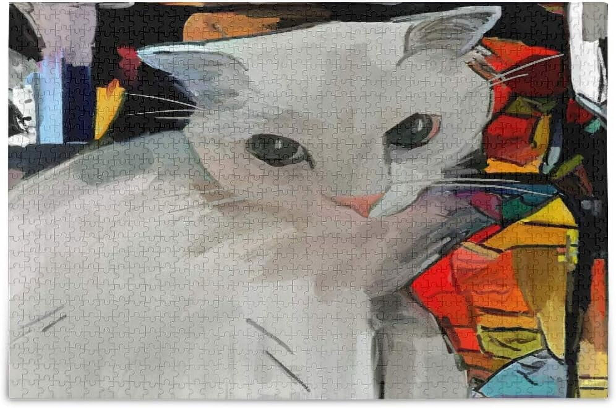 Dreamtimes 500 Piece Puzzles for Adults Abstract White Cat Jigsaw ...