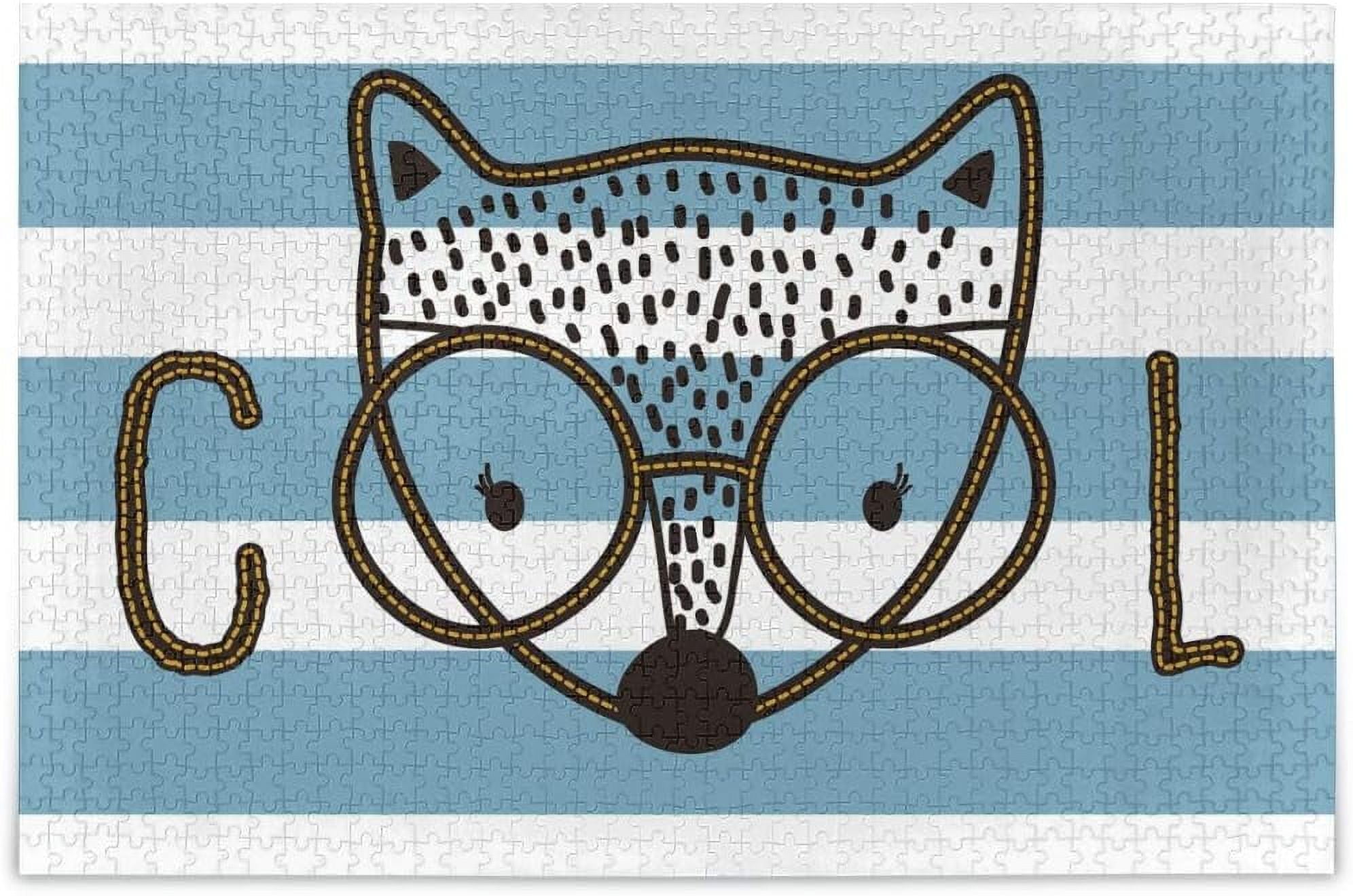 Dreamtimes 500 Piece Puzzles for Adults Cute Fox Cool Blue Stripes ...