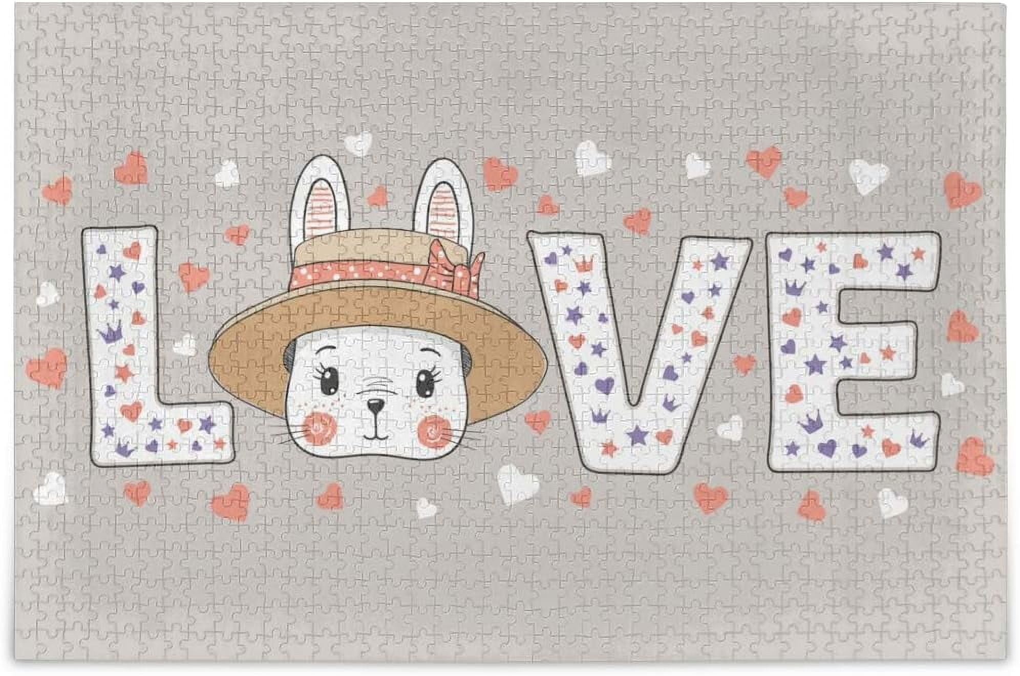 Dreamtimes 500 Piece Puzzles for Adults Cute Rabbit Bunny Love Slogan ...